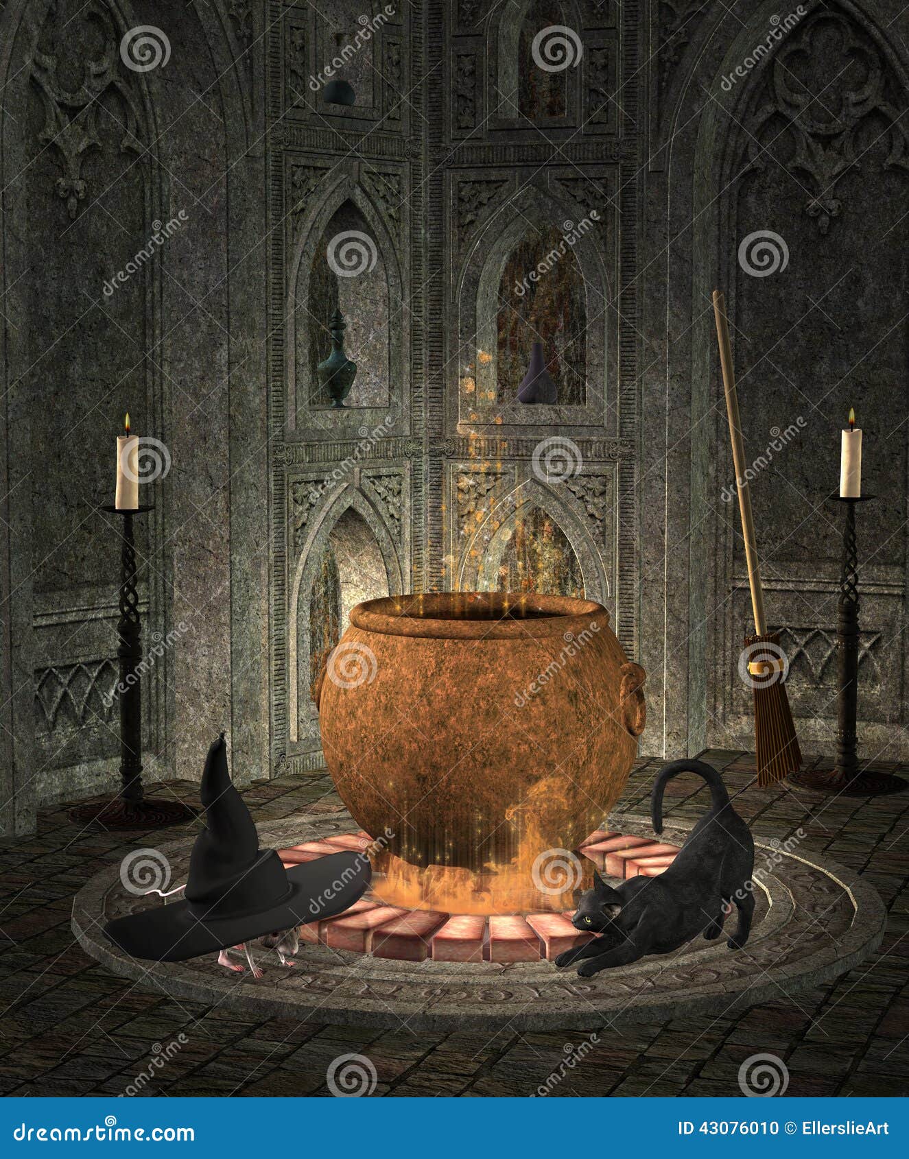 Witch Cauldron Poison Brew Silhouette Isolated On White Background ...