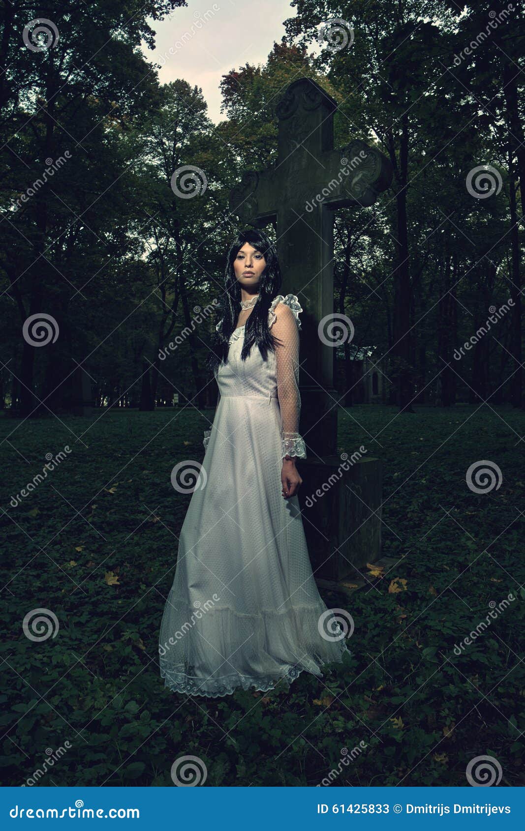Witch from the Cemetery, in Front of Cross Stock Image - Image of ...