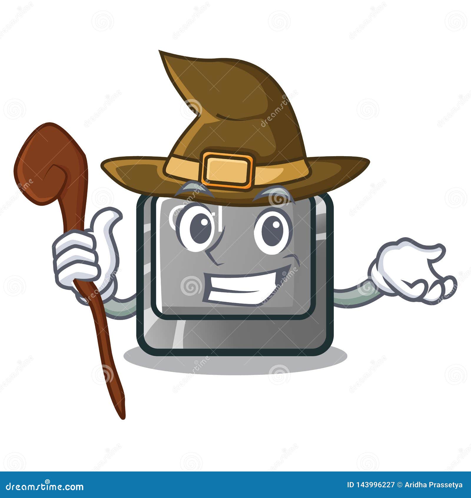 Witch Character Ctrl Button Attached on Computer Stock Vector ...