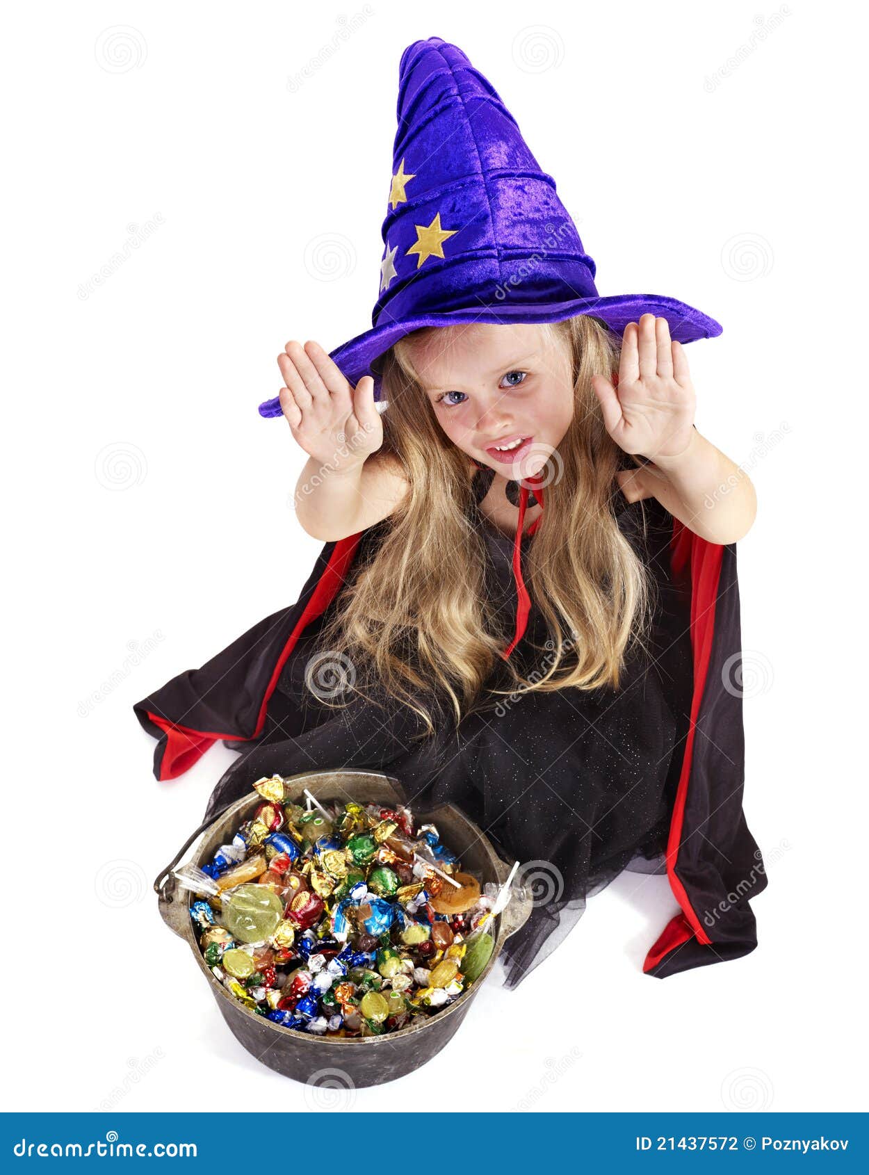 Witch child with candy. stock photo. Image of fall, dark - 21437572