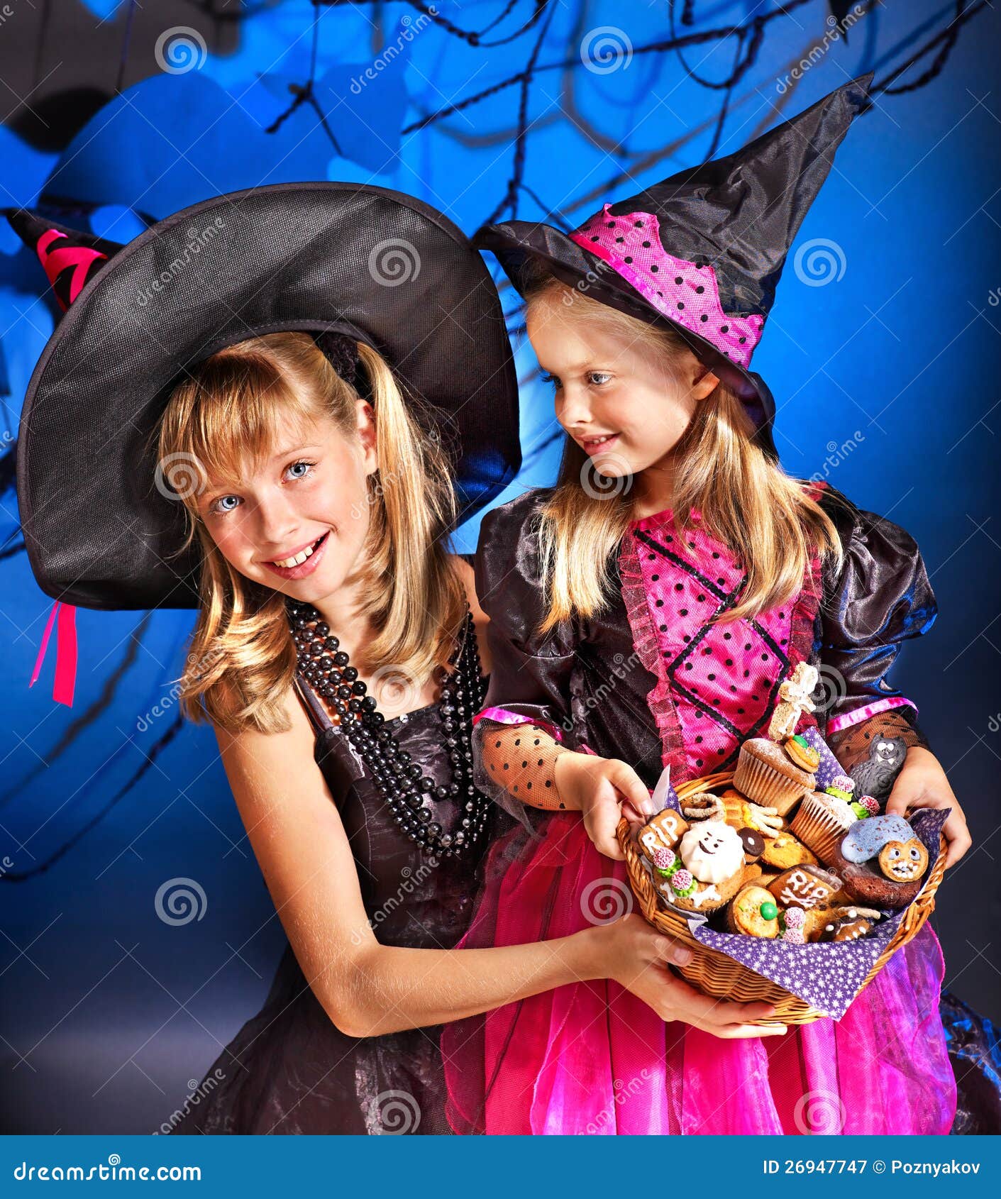 Witch Children at Halloween Party. Stock Image - Image of female ...