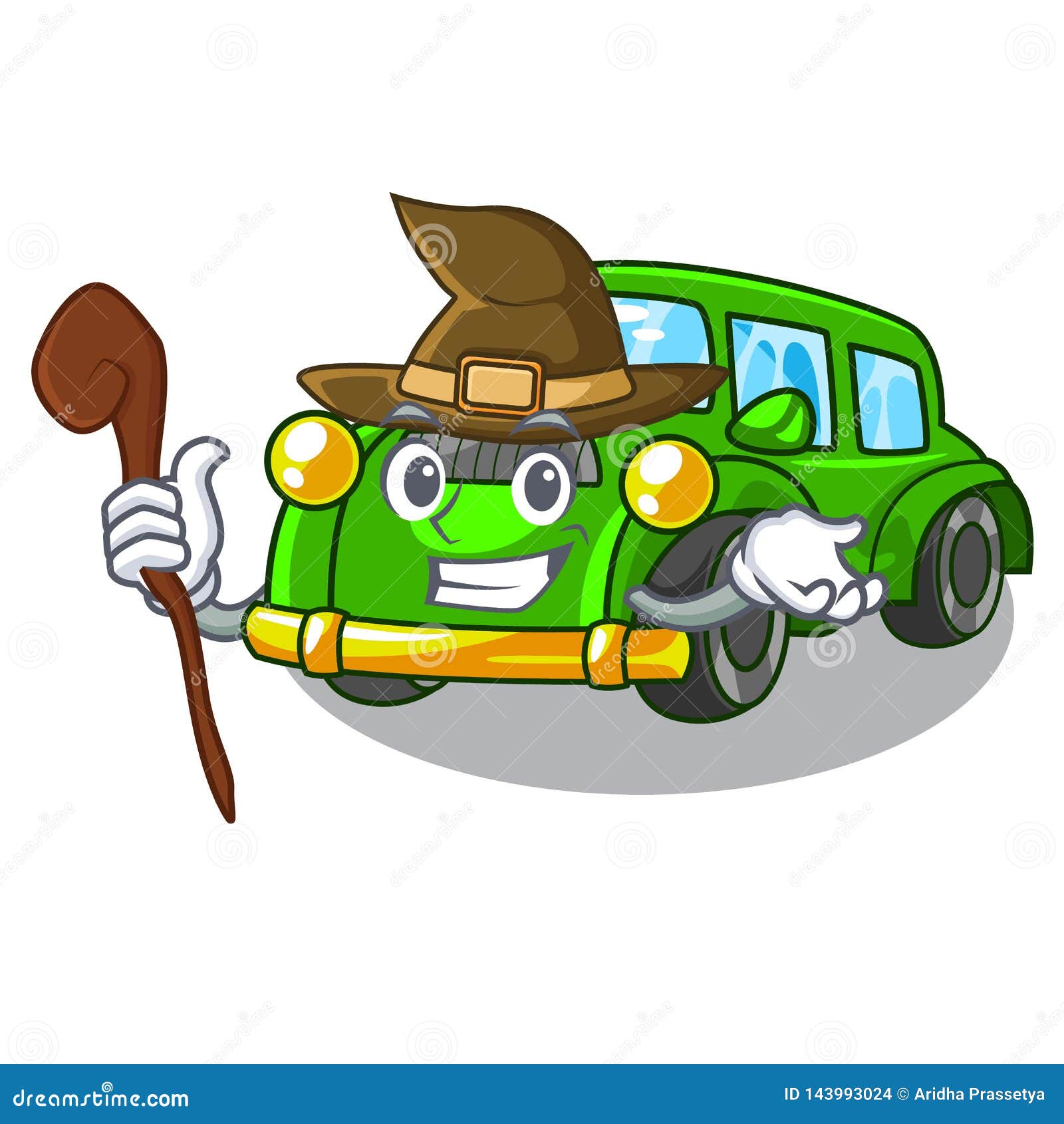 Witch Classic Car in the Shape Mascot Stock Vector - Illustration of ...
