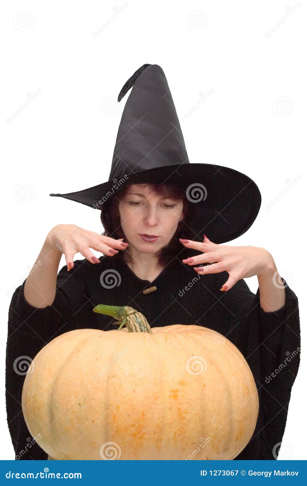 Witch Conjuring, Putting Magic Spell And Cooking Potion In Pot With ...