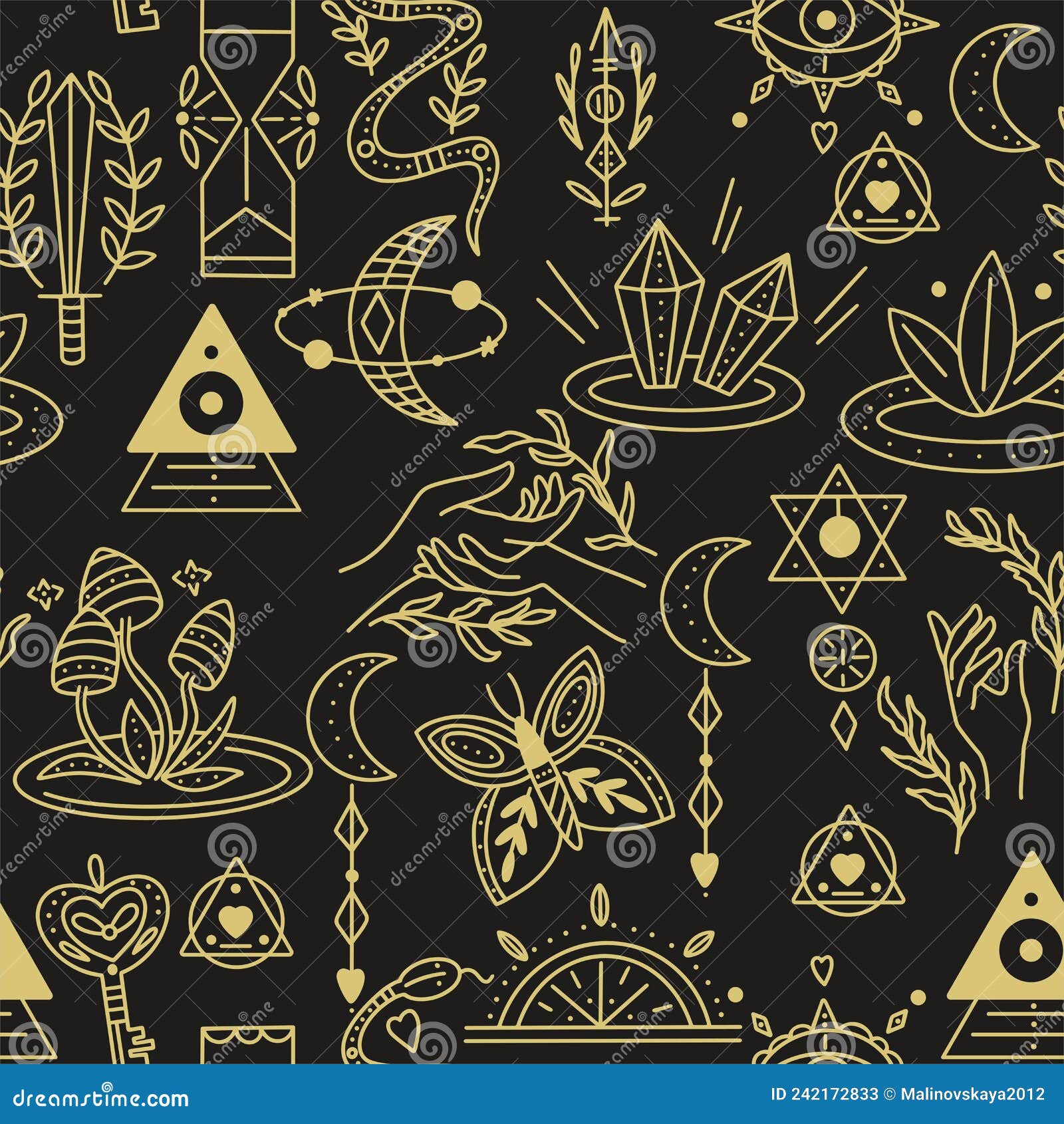 Witch Craft Magical Symbols Seamless Pattern Stock Vector ...