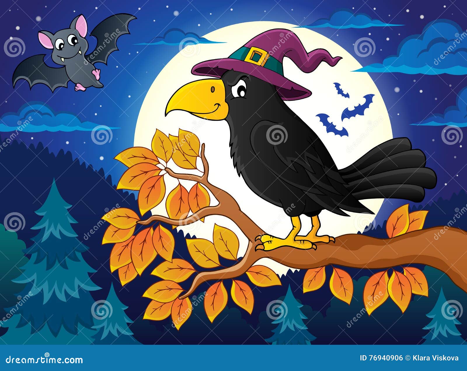 Witch crow theme image 2 stock vector. Illustration of magic - 76940906