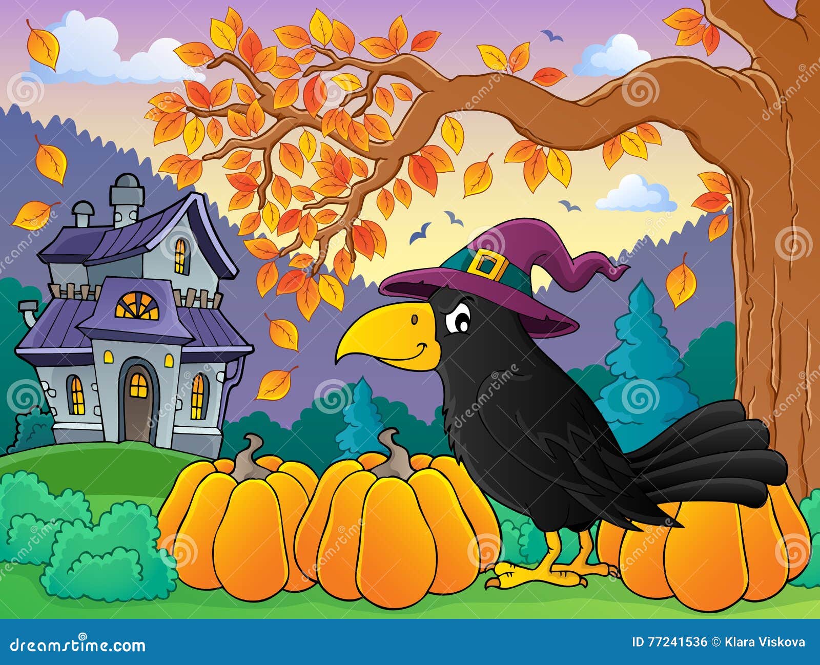 Witch Crow Theme Image 2 Vector Illustration | CartoonDealer.com #76940906