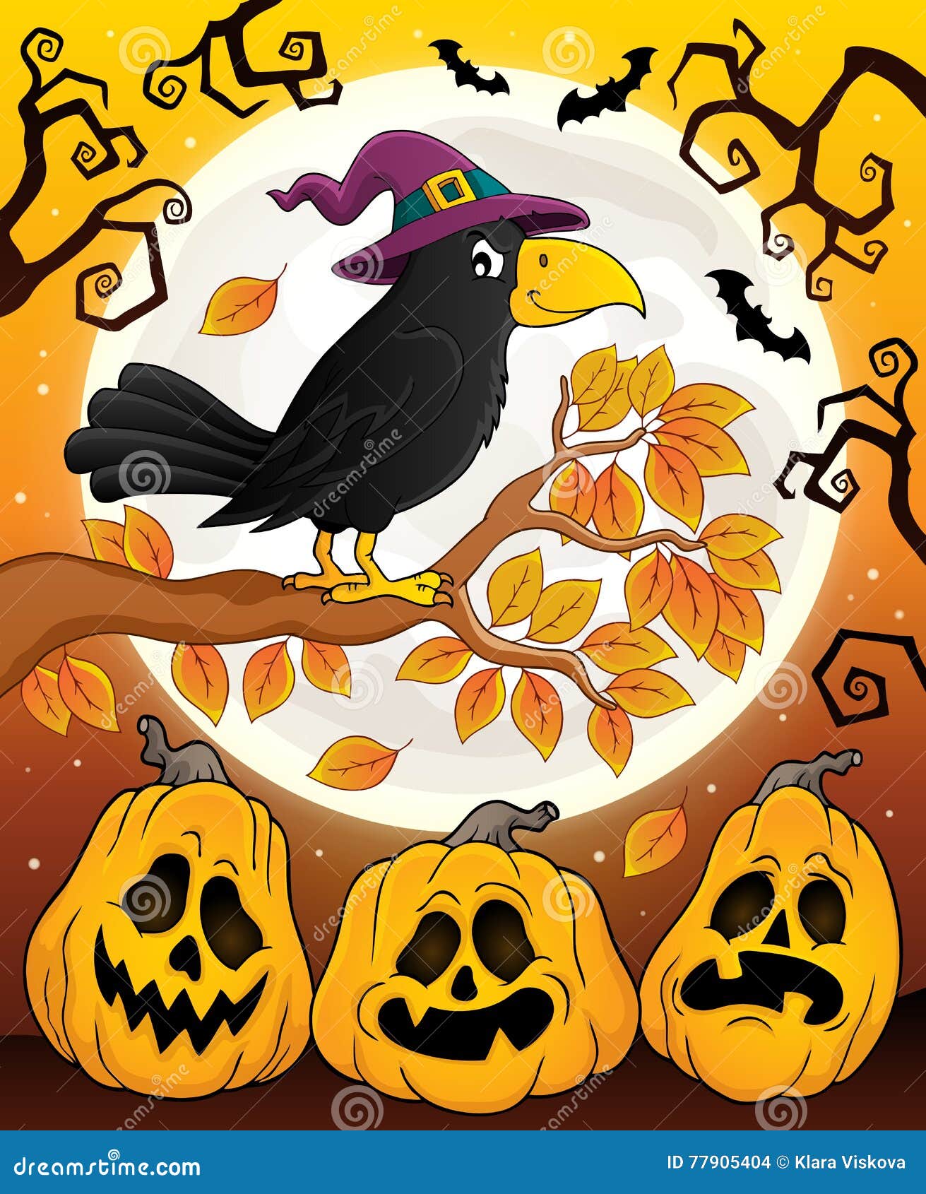 Witch crow theme image 6 stock vector. Illustration of draw - 77905404