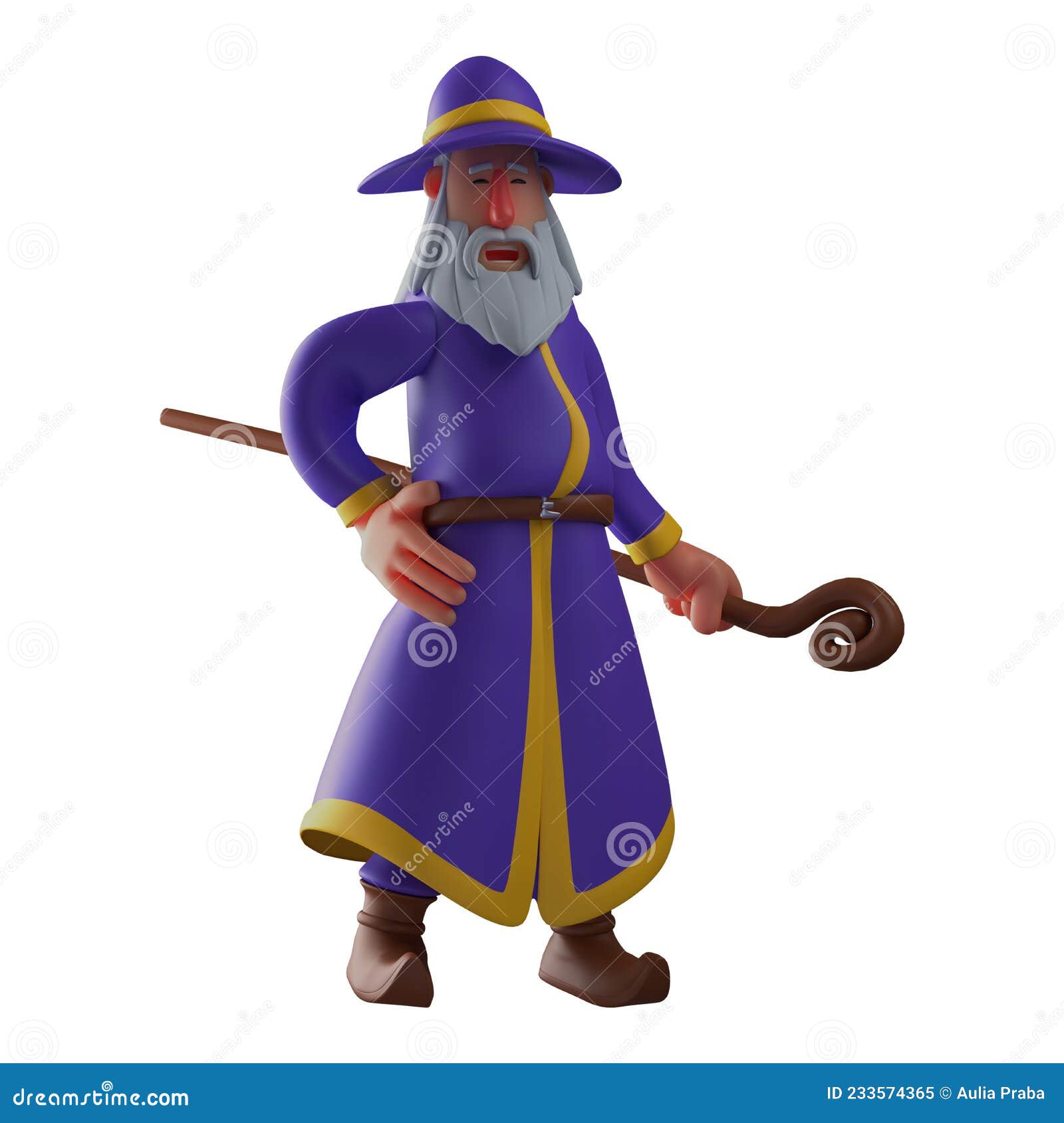 Witch 3D Cartoon Illustration Wearing a Blue Hat Stock Illustration ...
