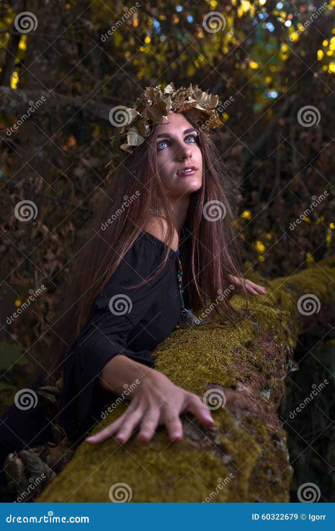Witch in dark forest stock image. Image of twilight, model - 60322679