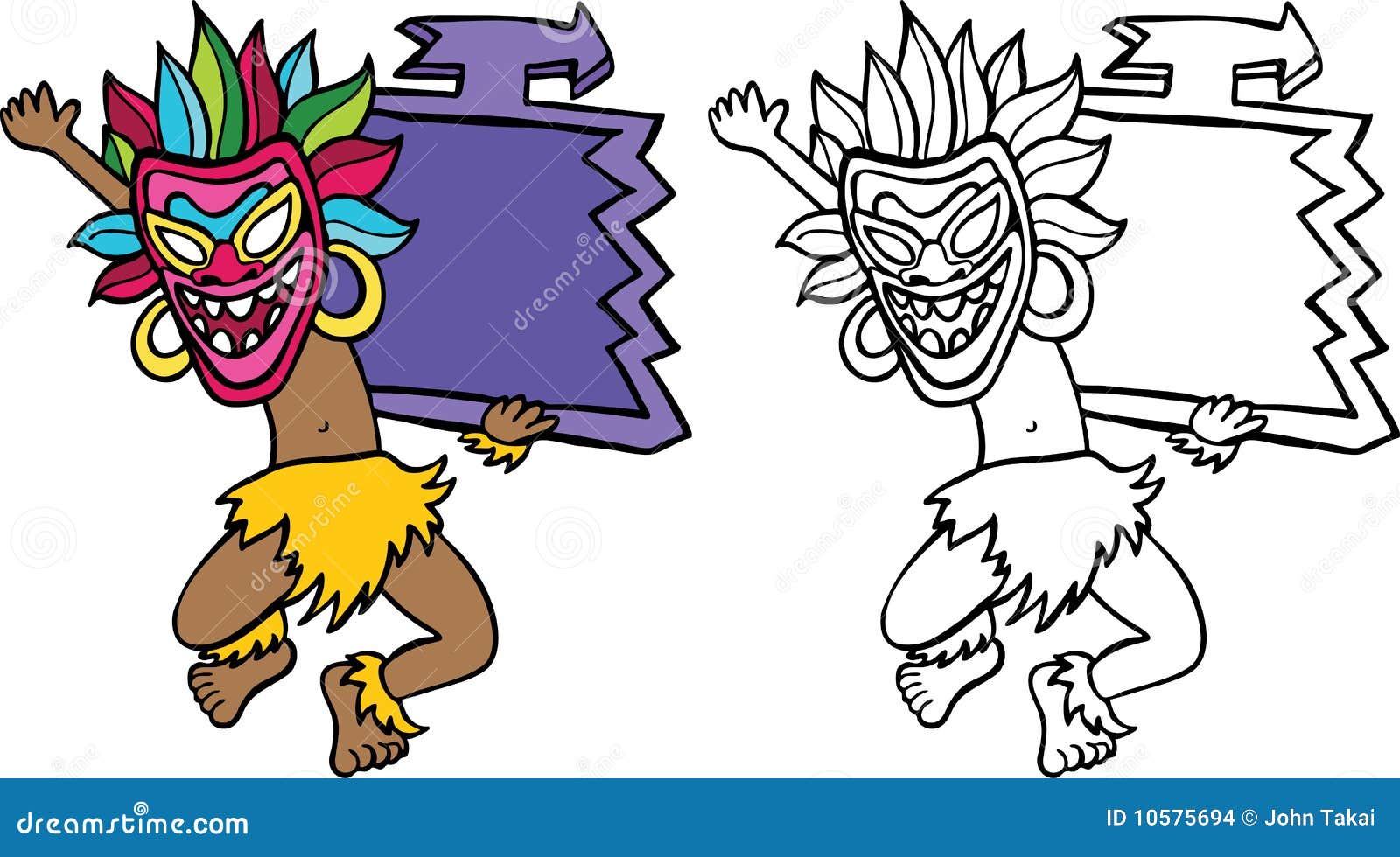 Witch Doctor Dancing And Yelling, Prehistoric Elder Cartoon Vector ...