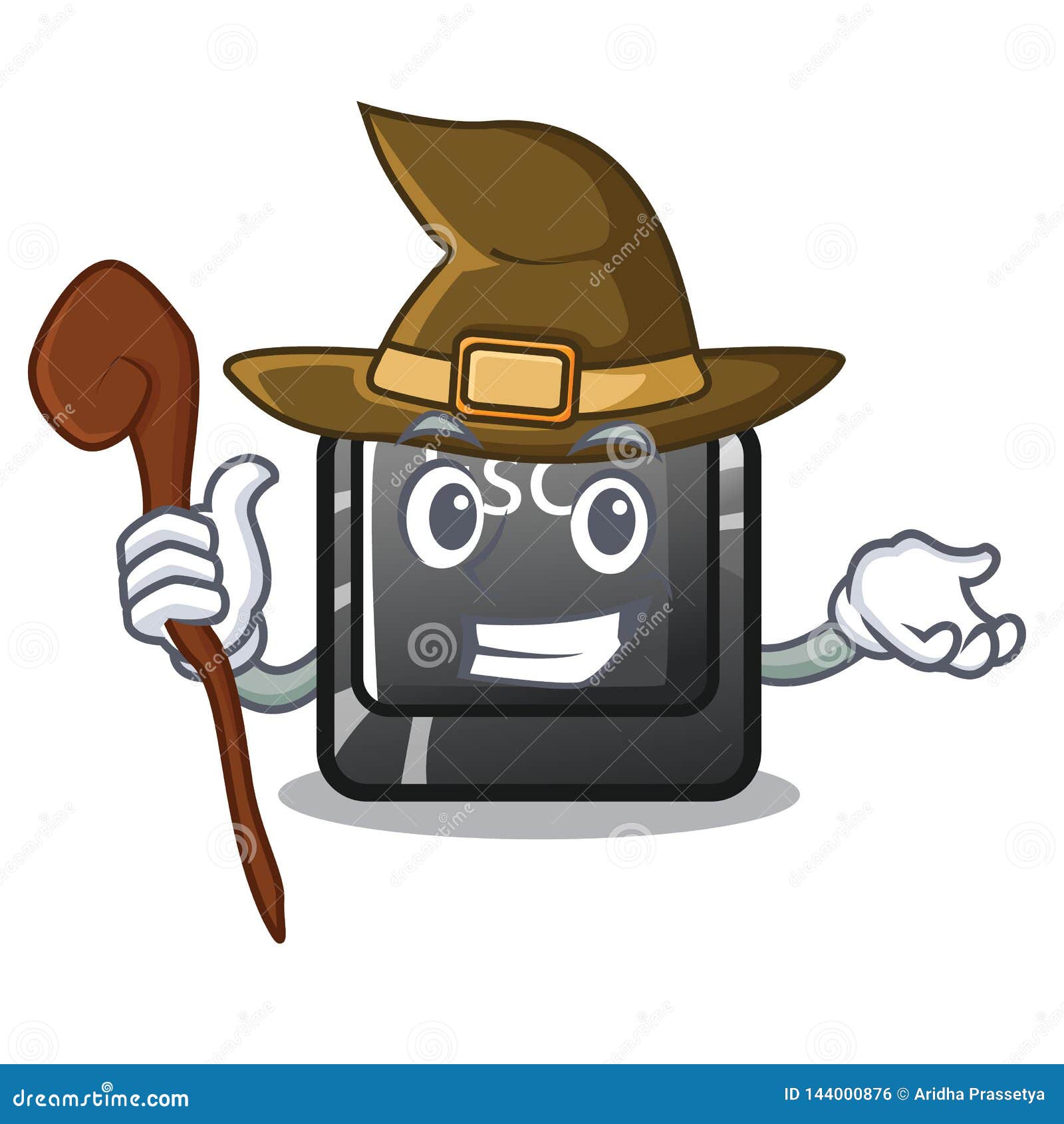 Witch Esc Button Attached To Cartoon Keyboard Stock Vector