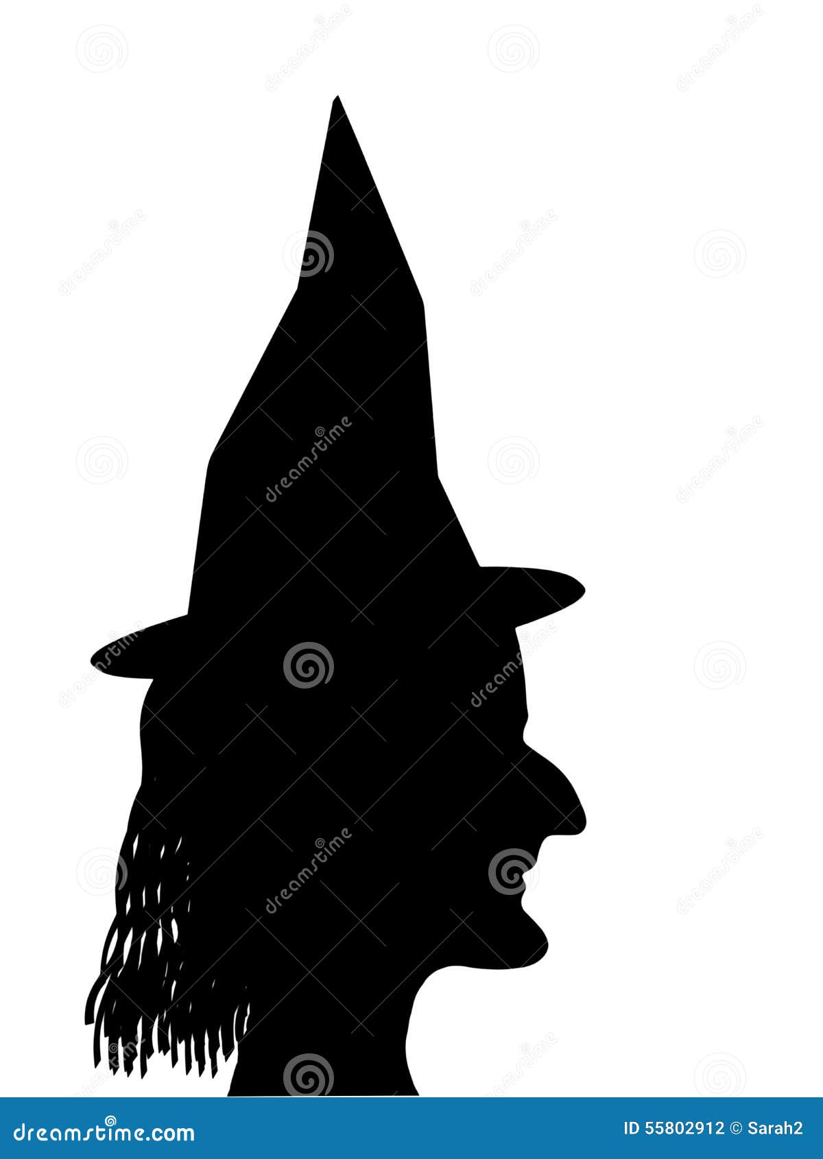 Witch Face Profile Silhouette. Halloween Etc. Stock Photo - Image of ...