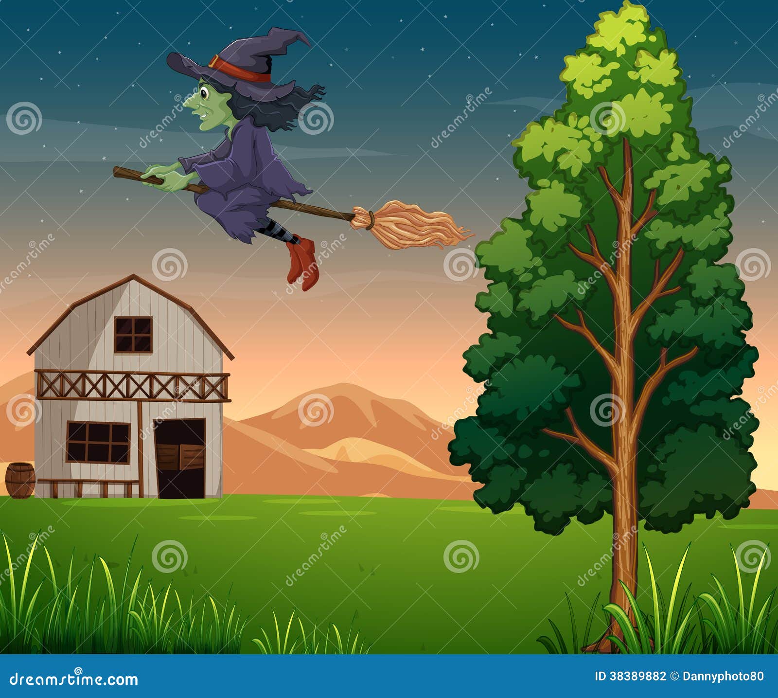 A witch at the farm stock vector. Illustration of myth - 38389882