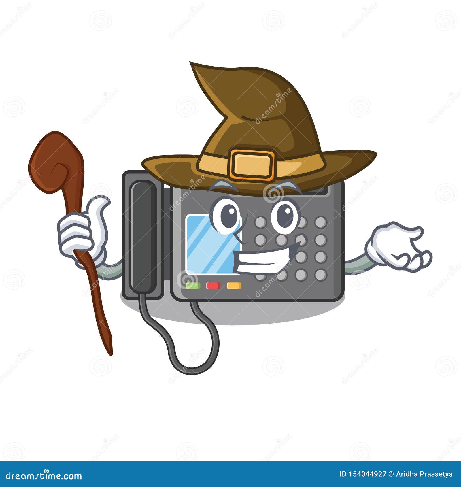 Witch Fax Machine Above the Cartoon Table Stock Vector - Illustration ...