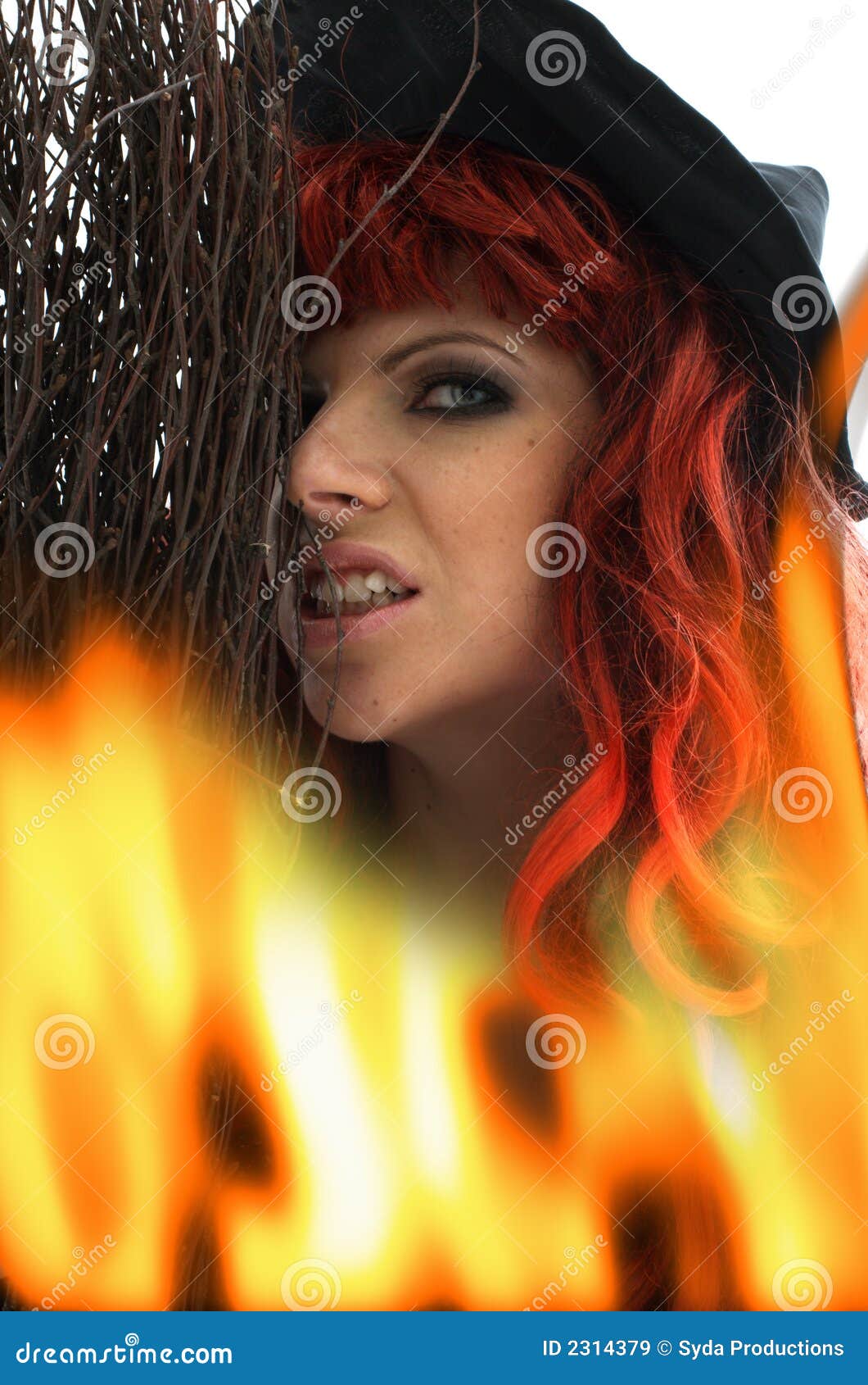 Witch in fire stock image. Image of dress, hallows, outfit - 2314379