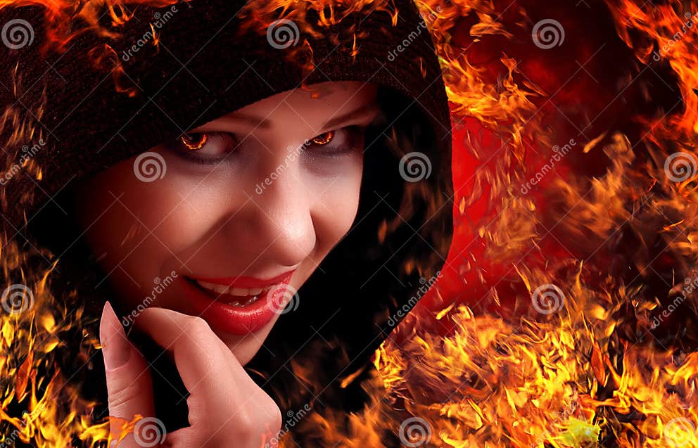 Witch on fire, Halloween stock image. Image of anger - 26791919