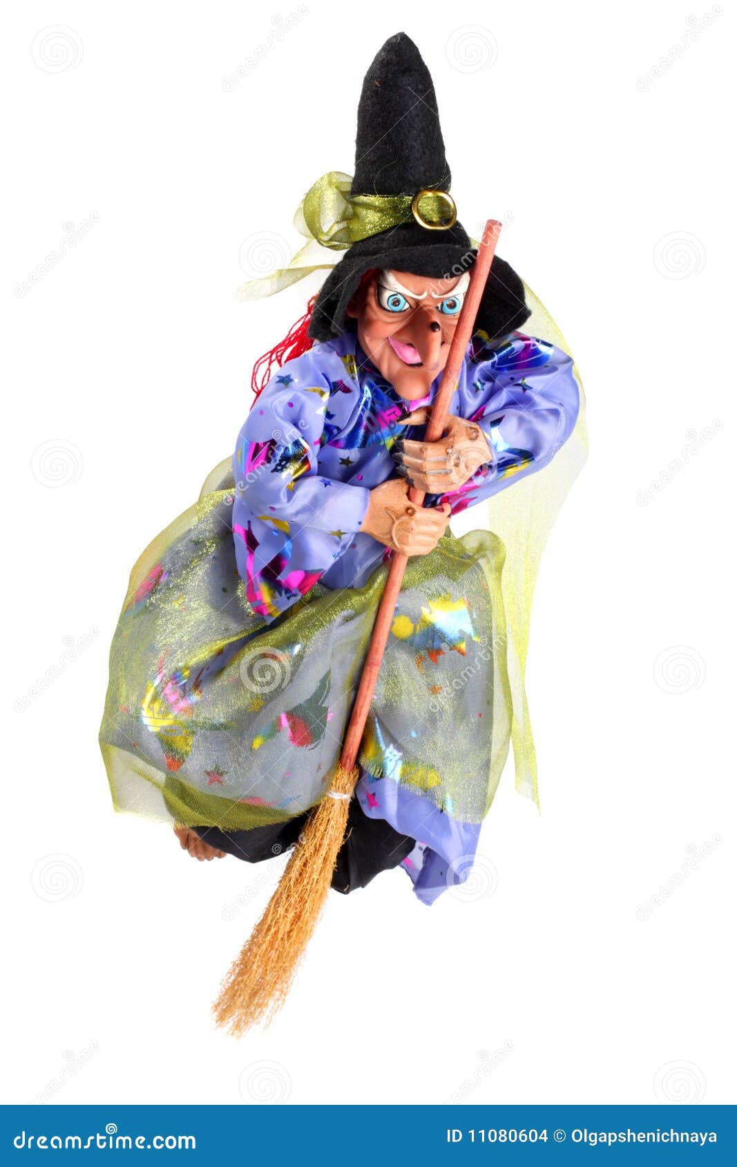 Witch flying on the broom stock photo. Image of nose - 11080604