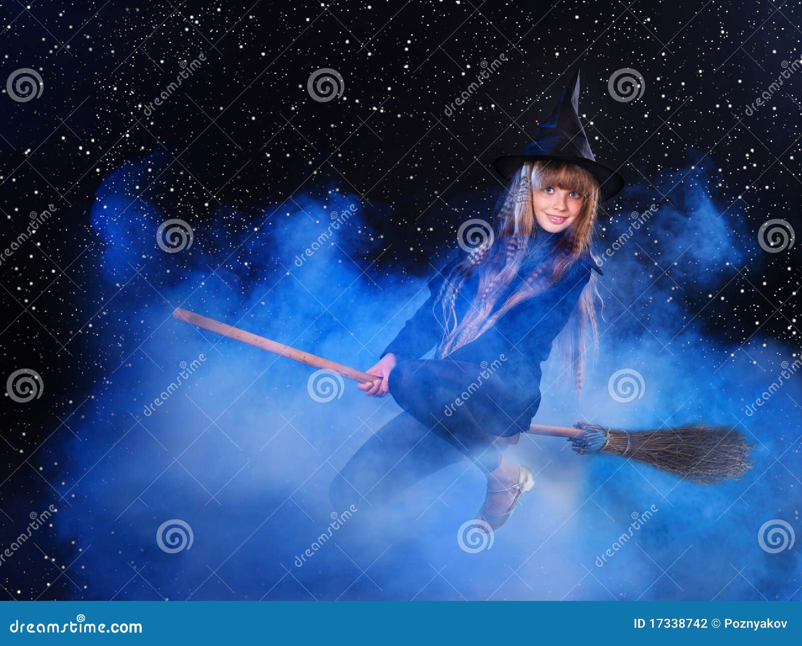 Witch Flying on Broomstick. Stock Photo - Image of broom, fairy: 17338742