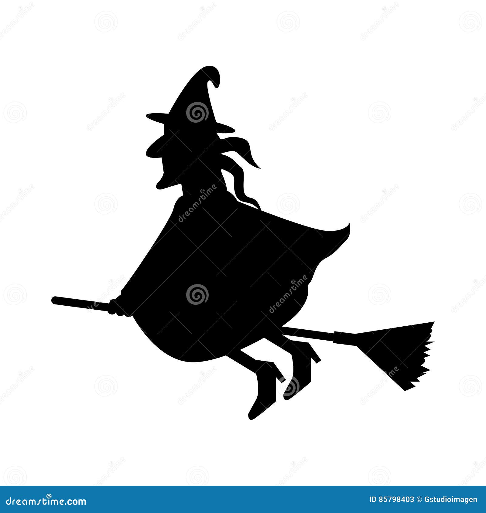 Witch Flying Halloween Card Stock Vector - Illustration of fall ...