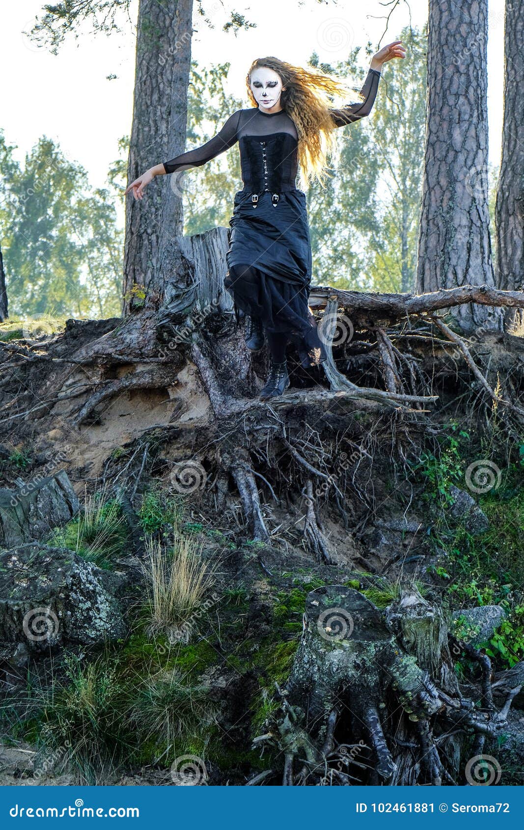The Witch is Flying on Halloween Stock Image - Image of ghost, female ...