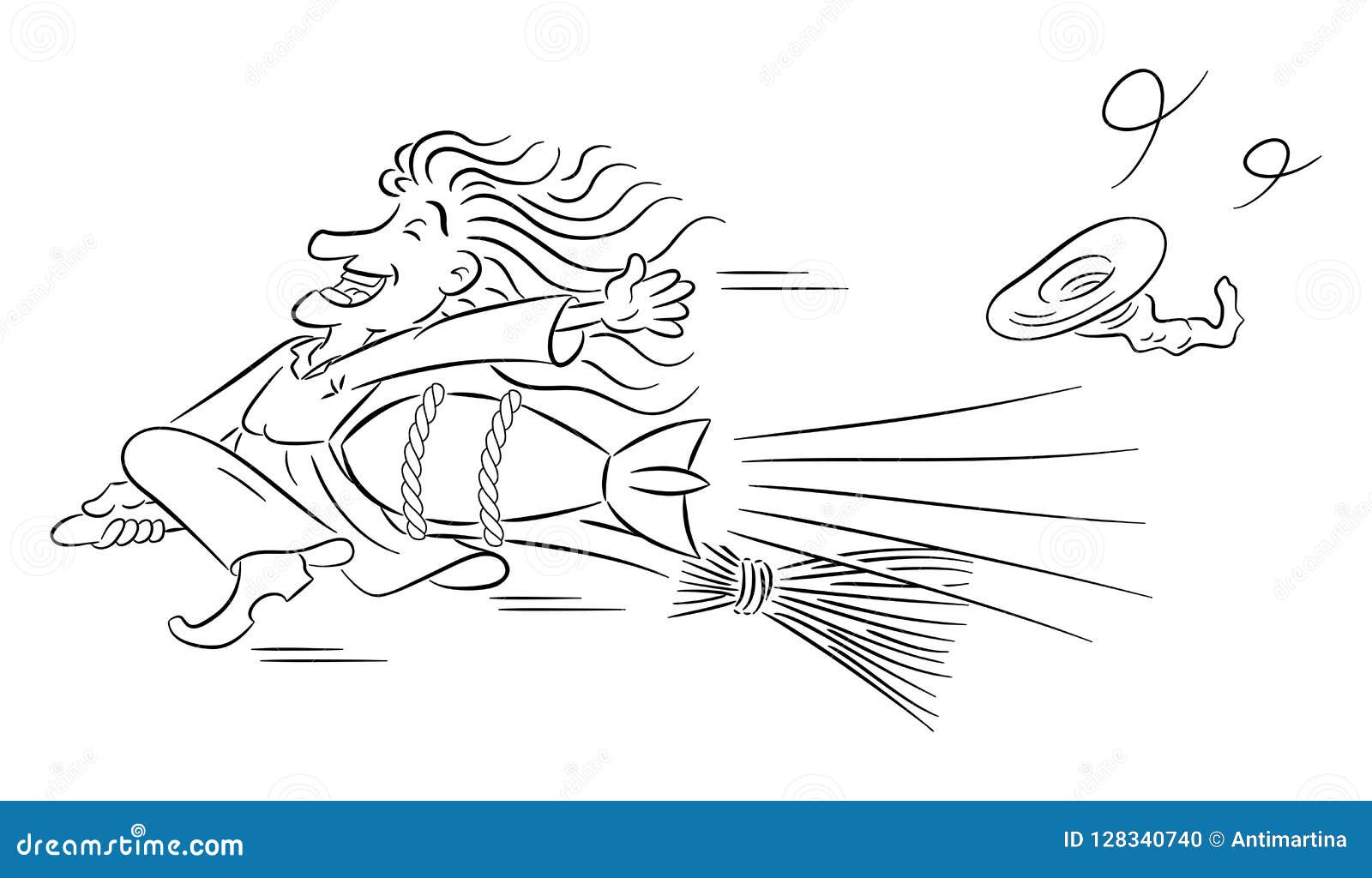 Witch Flying on a Rocket Powered Broom Stock Vector - Illustration of ...