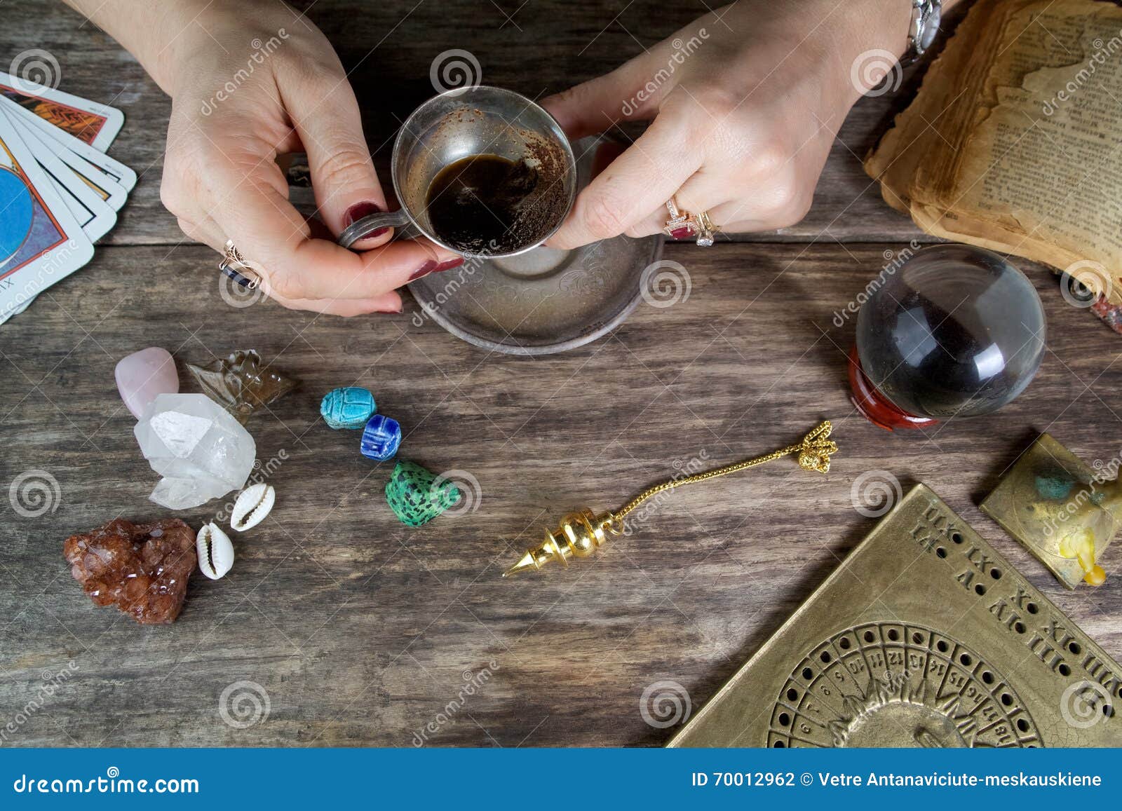 Fortune-teller Having Real Inspiration After Reading Old Book Stock ...