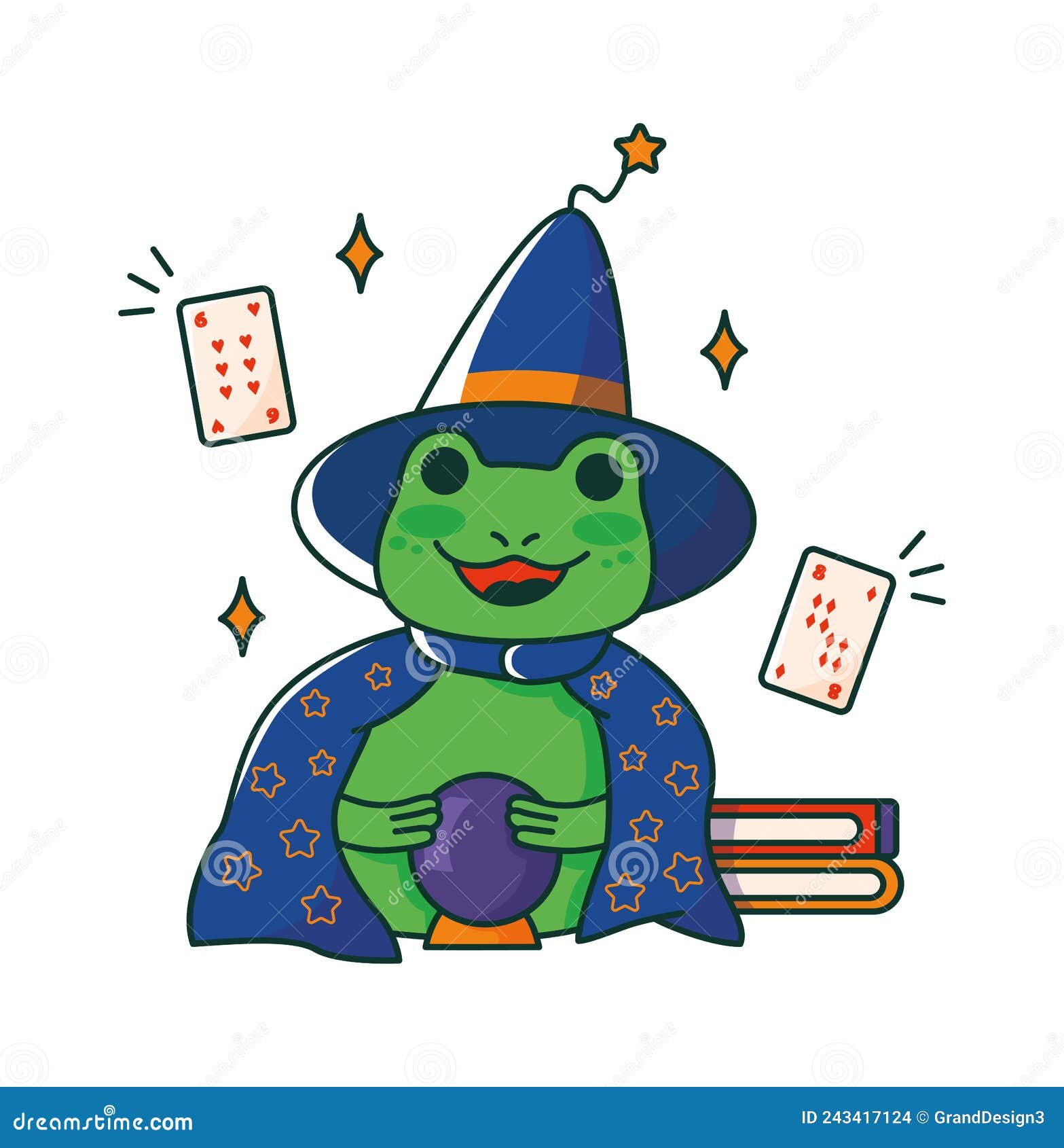 Witch And Her Toad Flying On A Broom Cartoon Vector | CartoonDealer.com ...