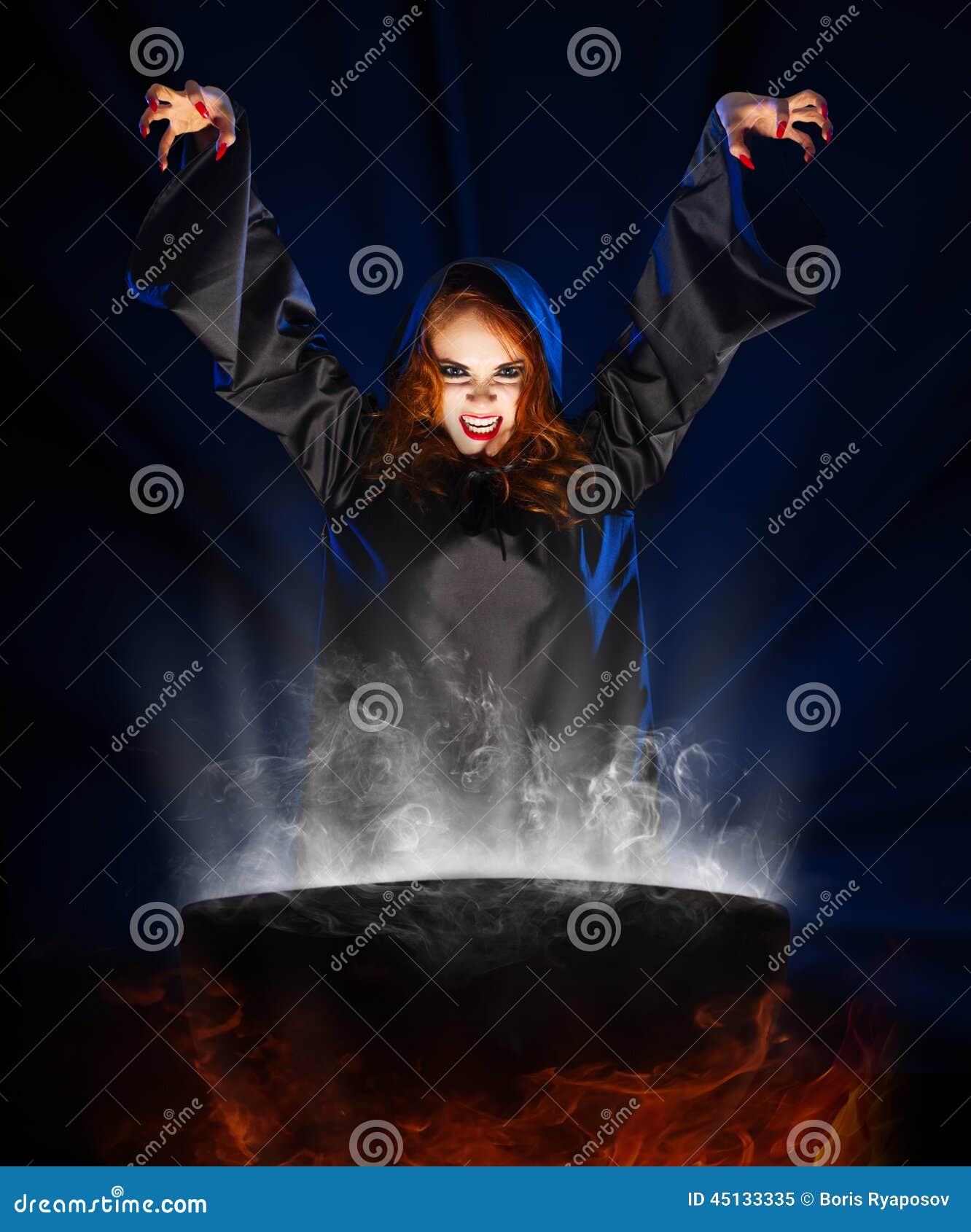Witch girl with cauldron stock image. Image of girl, black - 45133335