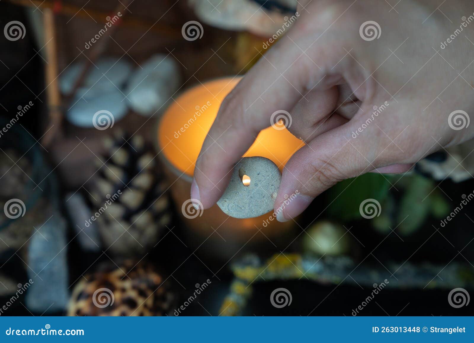 Witch Hand Holds Adder Stone. Magic Items Scene Stock Photo - Image of ...