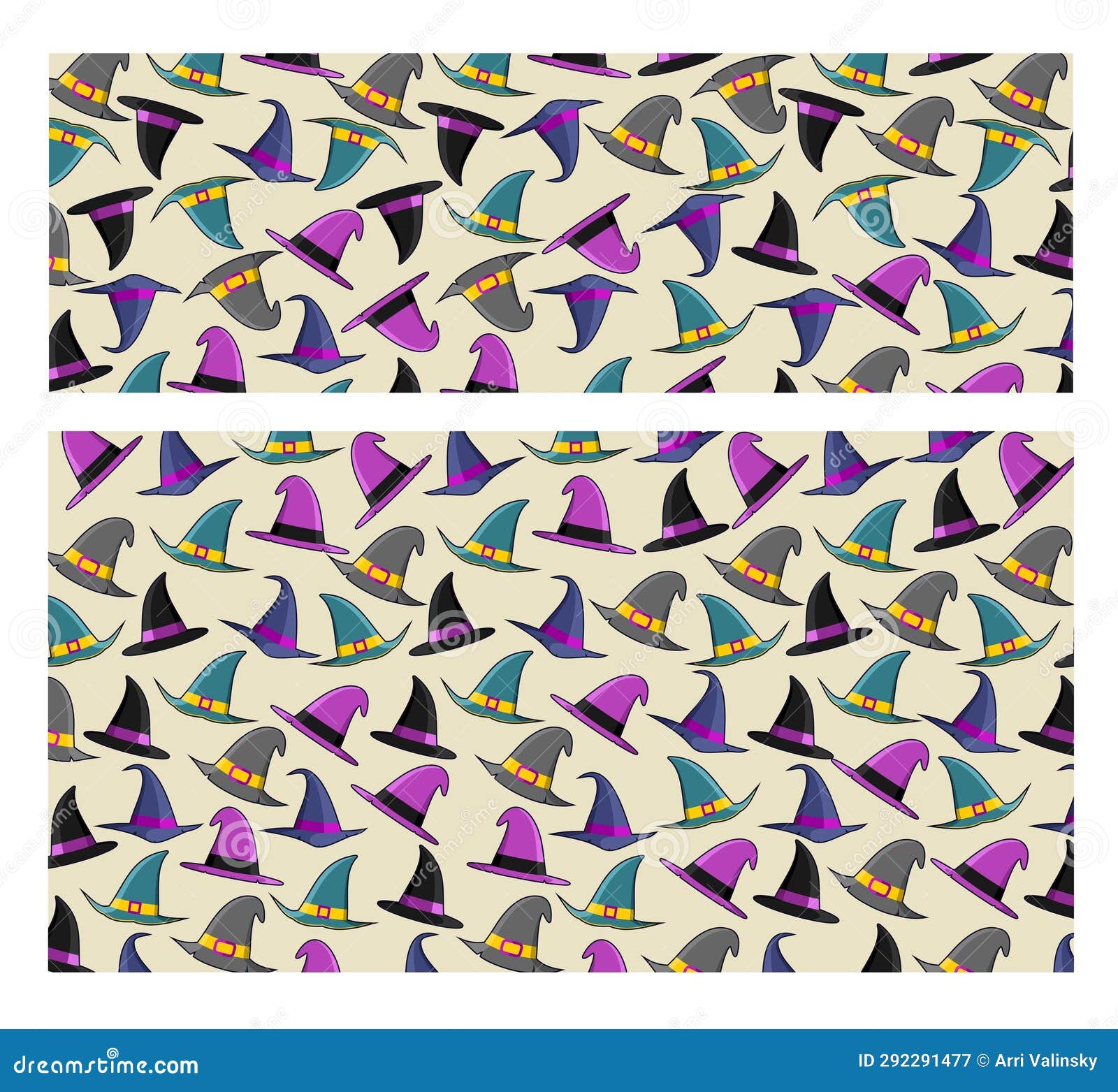 Witch Hat Background with Several Different Hat Models and Many Colors ...