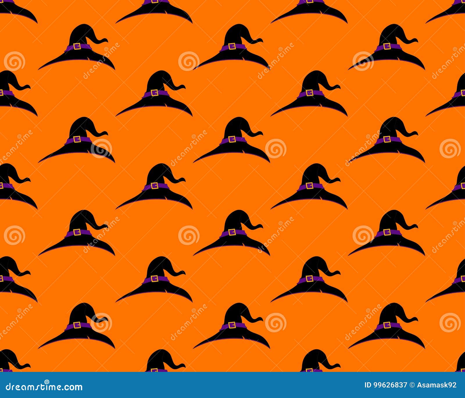 Witch Hat Seamless on Orange Background. Vector Illustration. Stock ...
