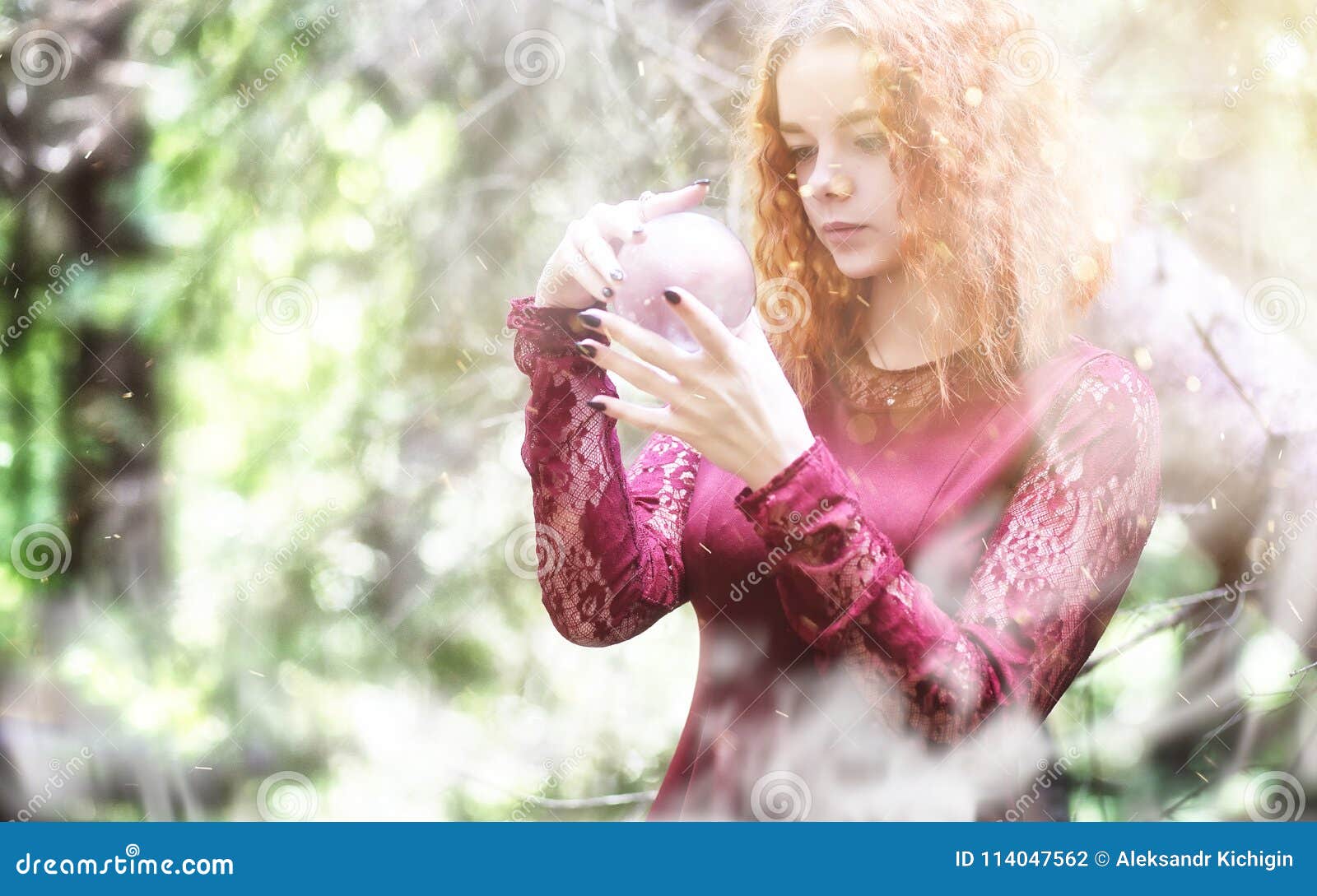 Witch ritual in a forest stock photo. Image of fear - 114047562