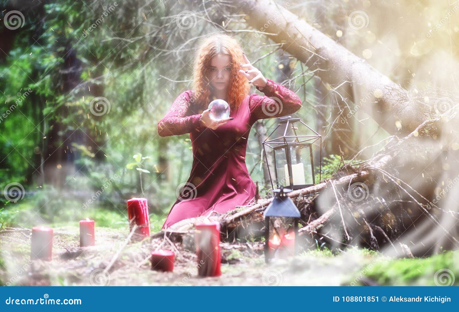 Witch ritual in a forest stock image. Image of conjure - 108801851