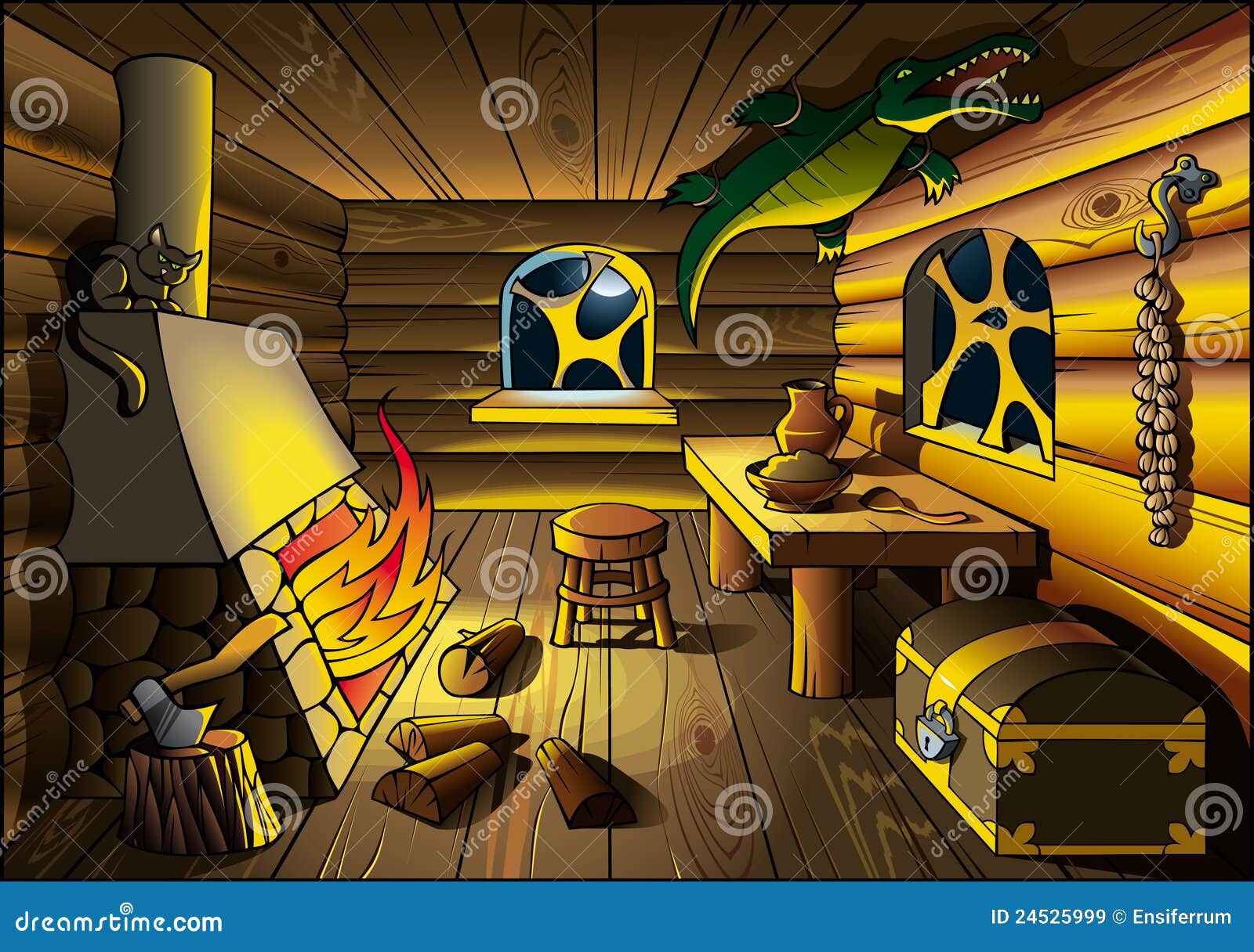 Witch House Standing In Dark Forest Cartoon Vector | CartoonDealer.com ...