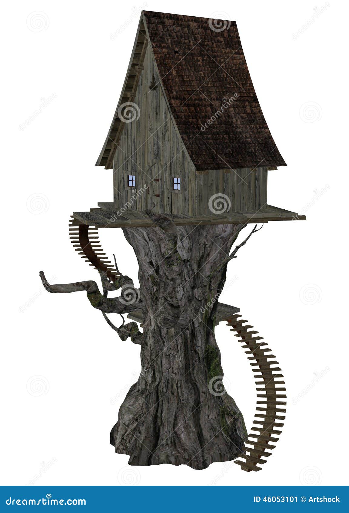Witch House on Tree stock illustration. Illustration of clouds - 46053101