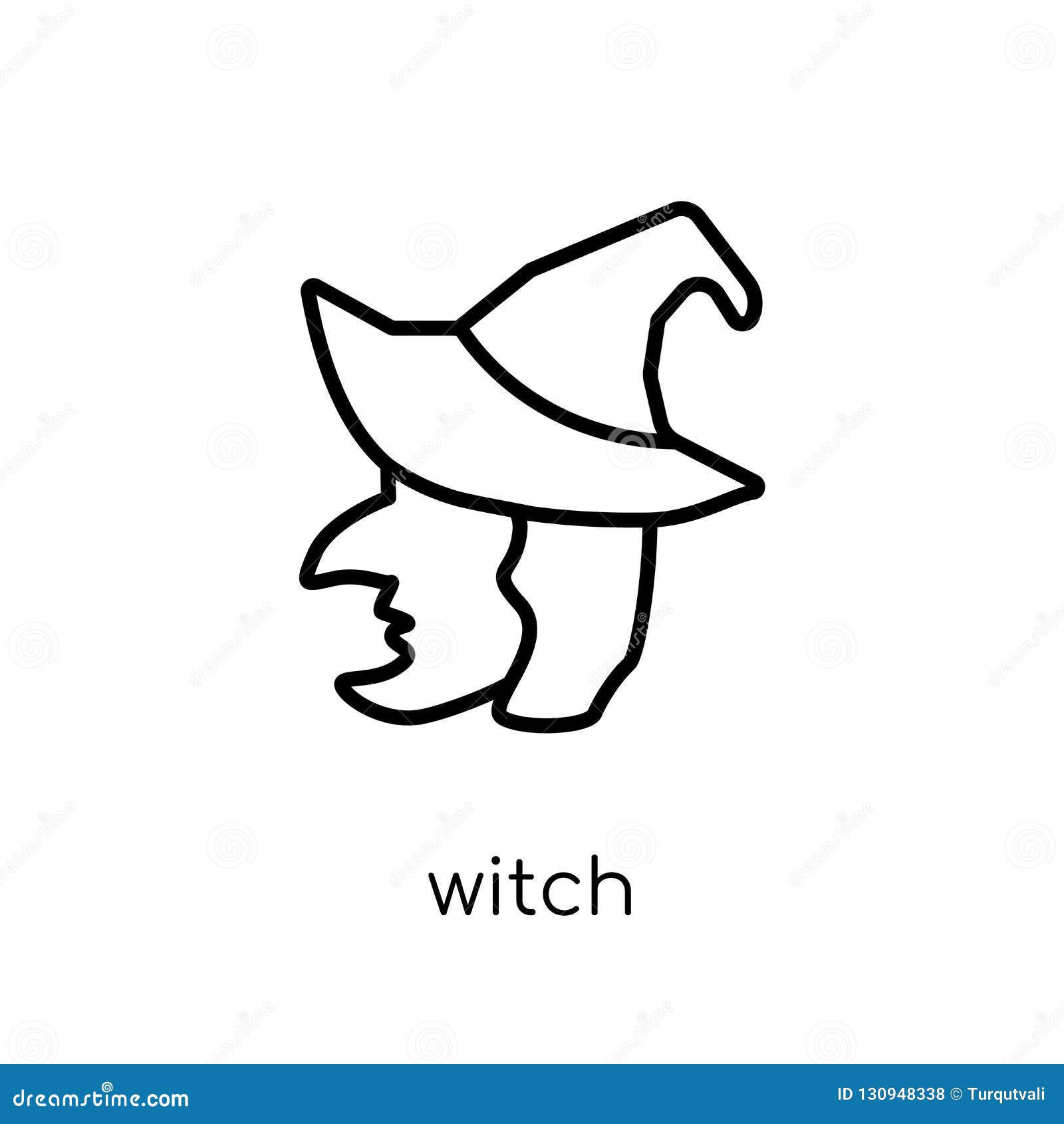 Witch Icon. Trendy Modern Flat Linear Vector Witch Icon on White Stock ...