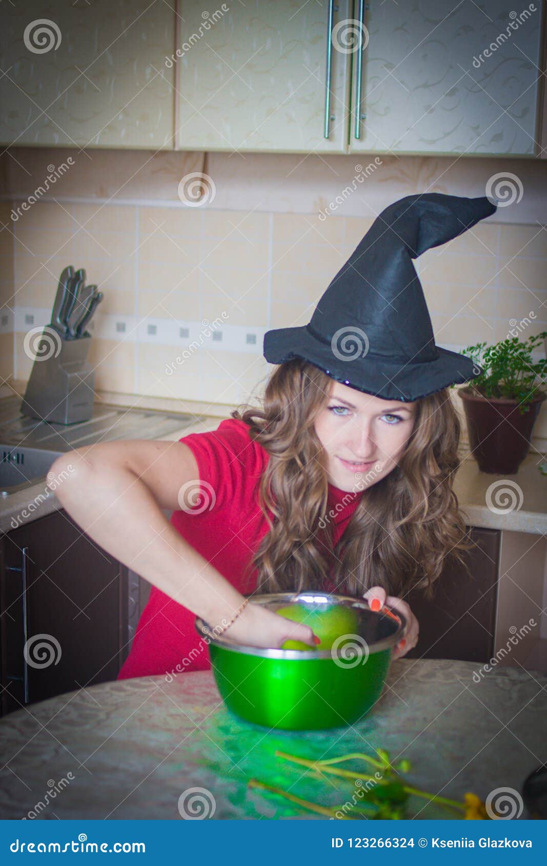 The Witch is in the Kitchen. among Stock Photo - Image of dress ...