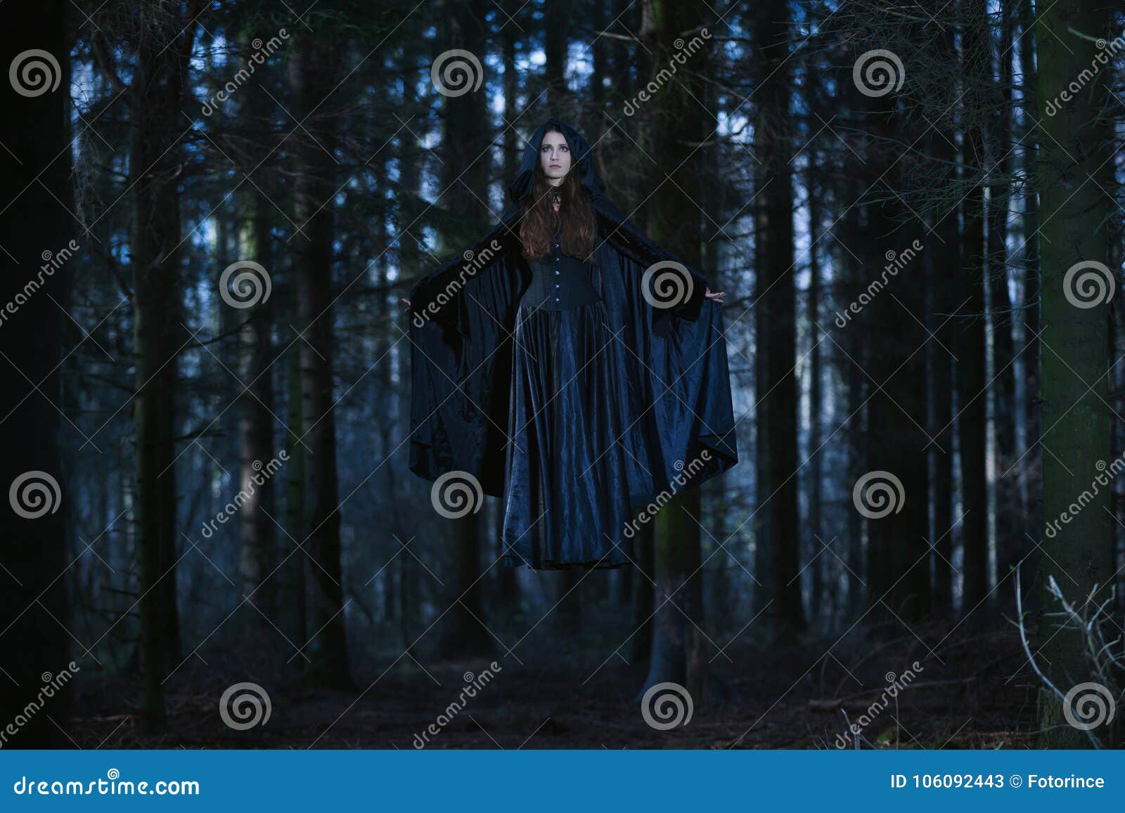 Witch levitating stock image. Image of cloak, fairytale - 106092443