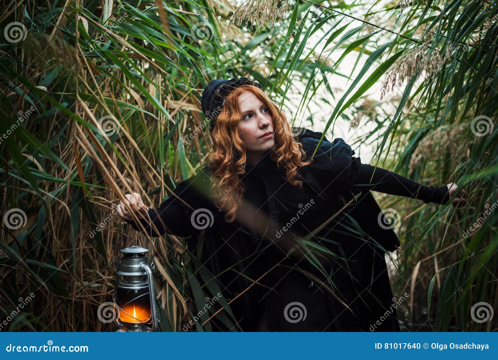 Witch with Light on a Swamp Stock Photo - Image of portrait, beautiful ...