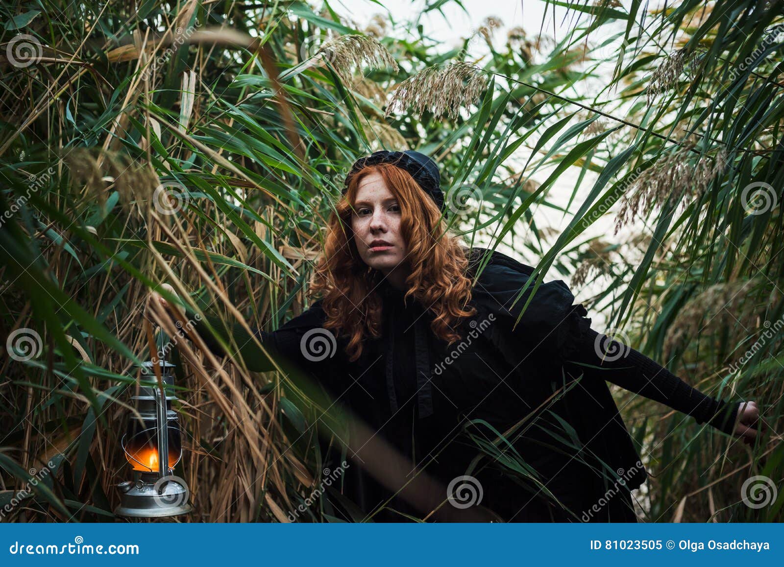 Witch with Light on a Swamp Stock Image - Image of witch, person: 81023505