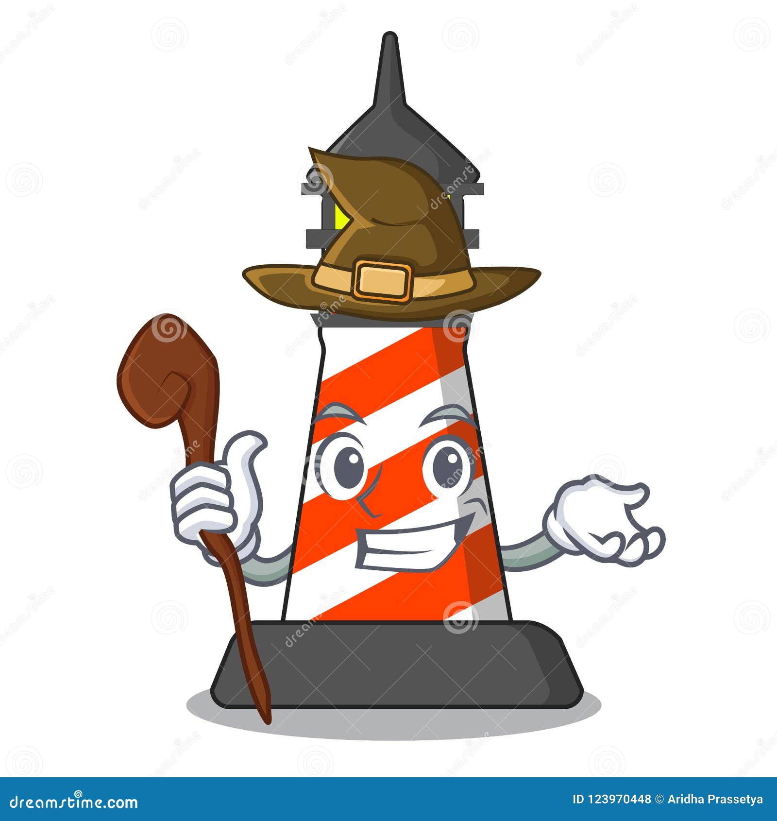 Witch Lighthouse on the Beach Mascot Stock Vector - Illustration of ...