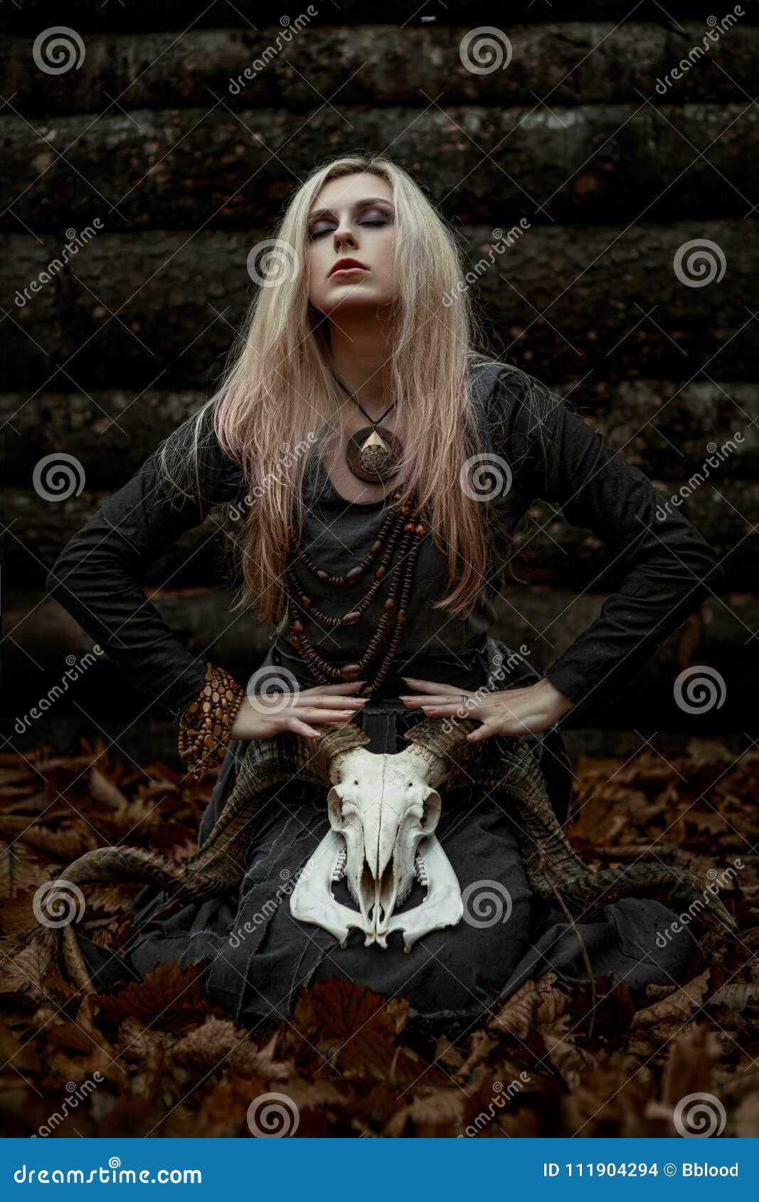Witch in a Long Black Dress Stock Photo - Image of ghost, gothic: 111904294