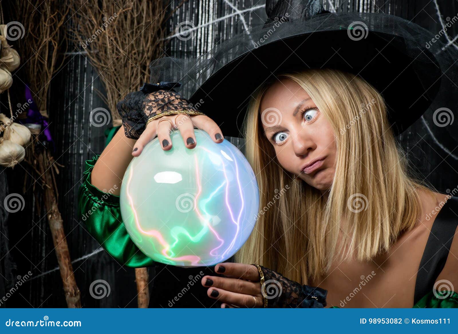 Witch Looks into a Magic Ball Stock Photo - Image of fate, mystic: 98953082
