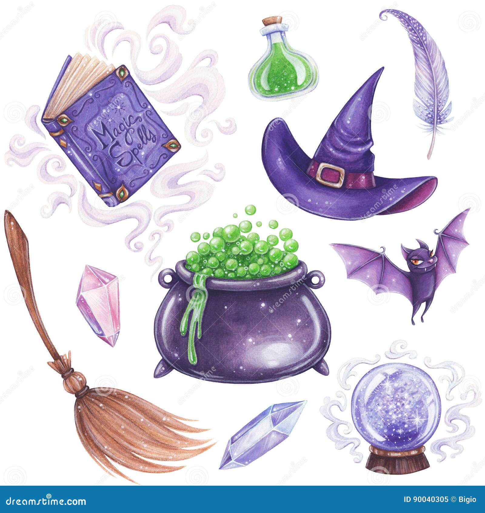 Witch Magic Elements Vector Illustration | CartoonDealer.com #196829566