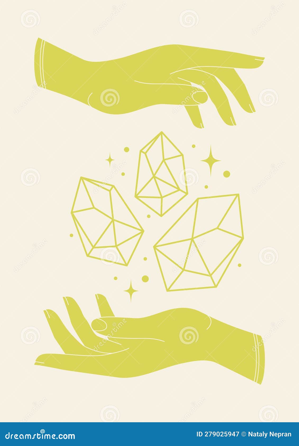 Witch Magic Design Crystal Elements Illustration Poster. Stock Vector ...