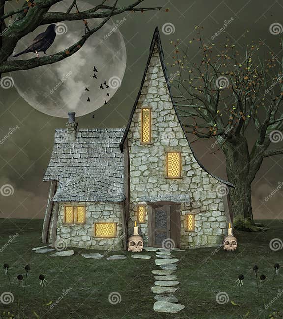 Witch magic house stock illustration. Illustration of lights - 32620644