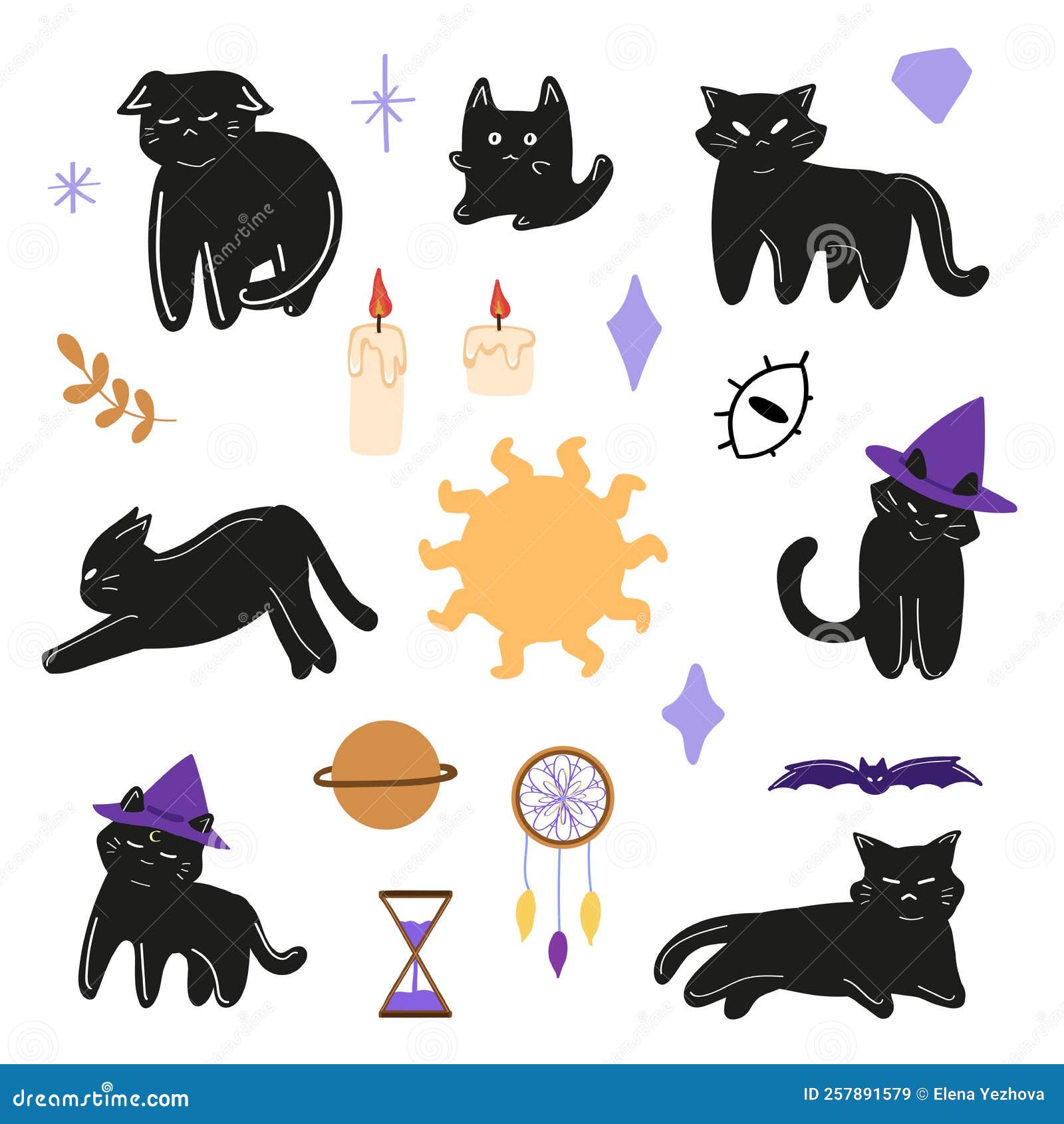 Witch Magic, Mystical and Astrology Objects Symbols Minimalistic ...