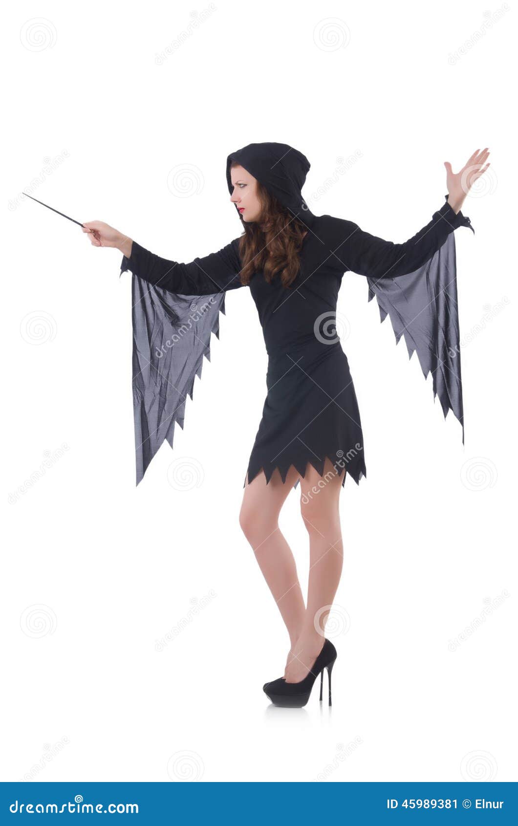 Witch with Magic Wand Isolated Stock Image - Image of illusion, magic ...
