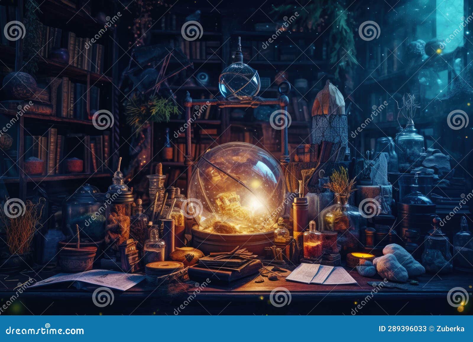 Witch Magical Interior stock illustration. Illustration of learning ...