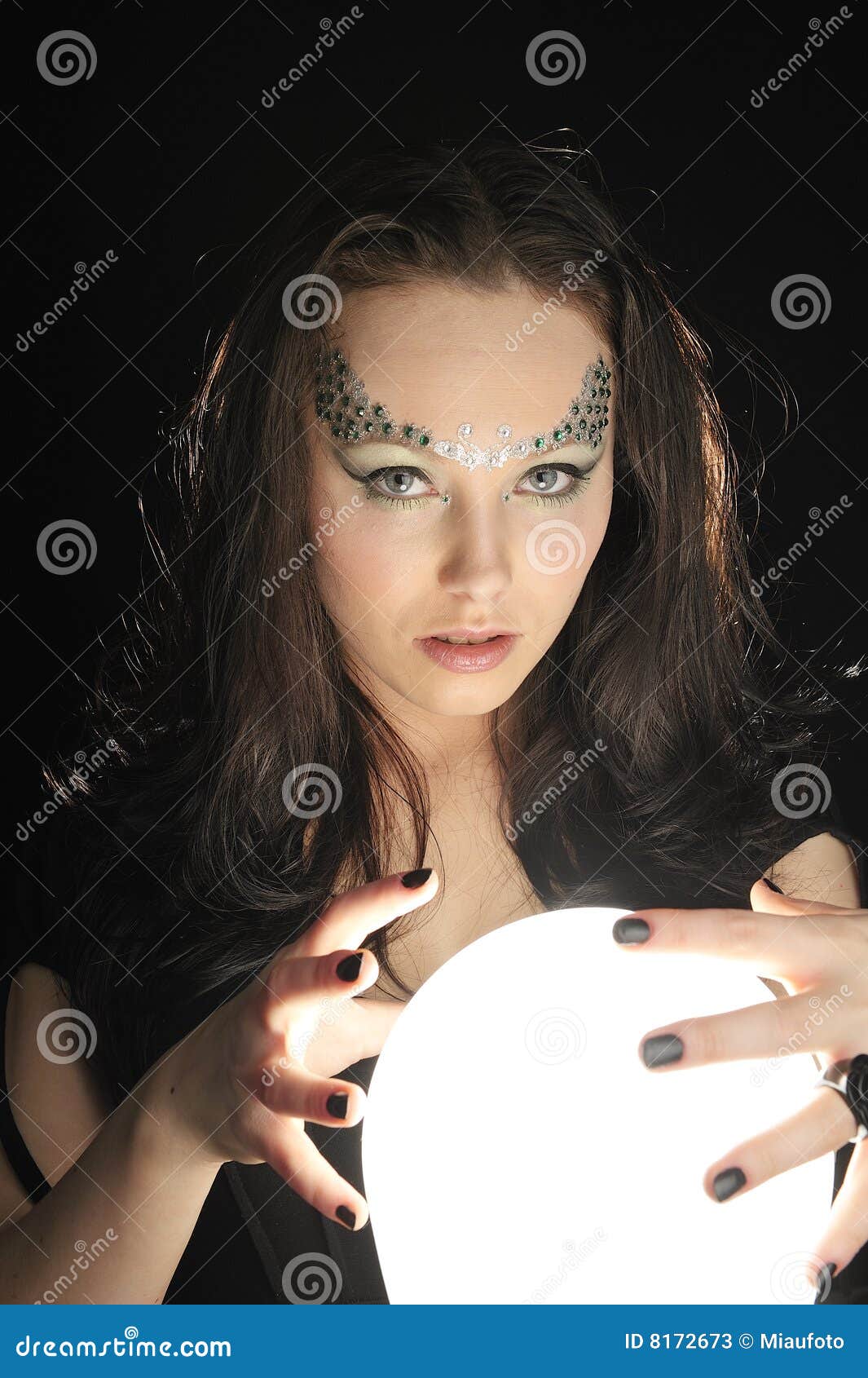 Witch Make Wishing with a Magic Crystal Ball Stock Image - Image of ...